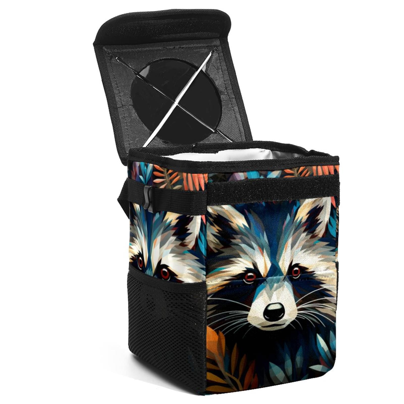 Raccoon Foldable Car Trash Can with Lid, Leak-Proof Hanging Storage Bag ...