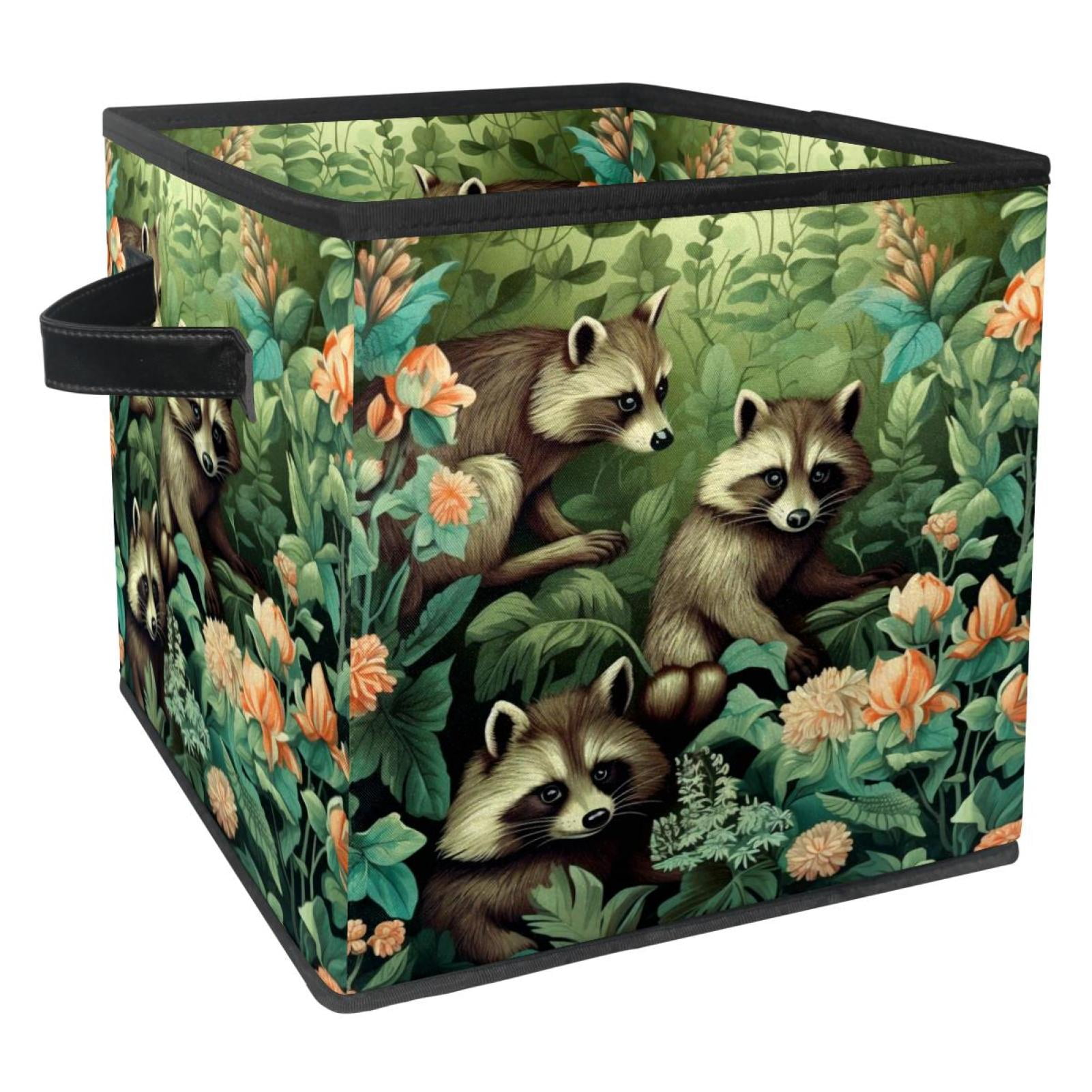 Raccoon Foldable Clothes Storage Organizer Bins with Handle, 10.8"x10.5 ...