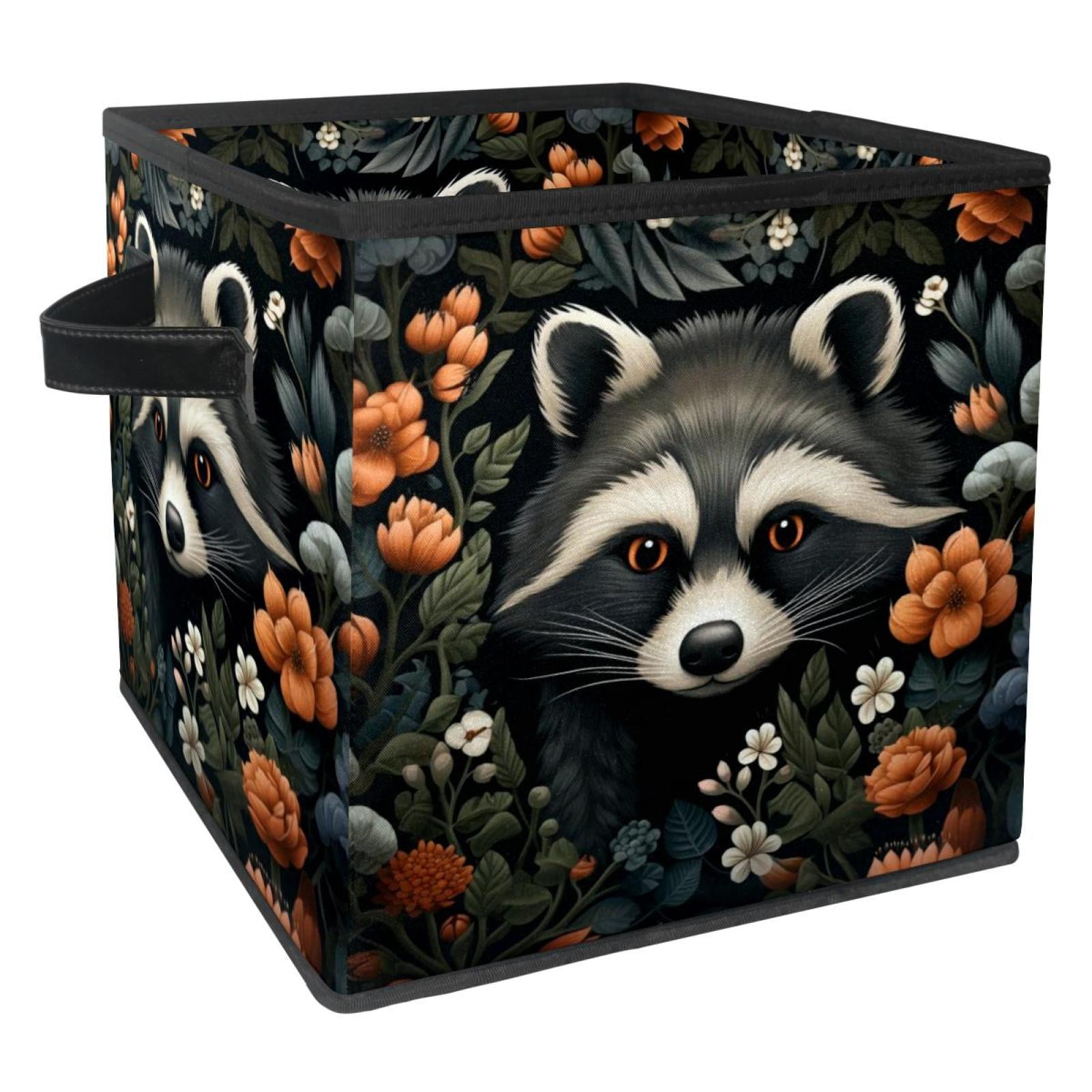 Raccoon Foldable Storage Baskets with Handle 10.8"x10.5"x10.6" Large ...