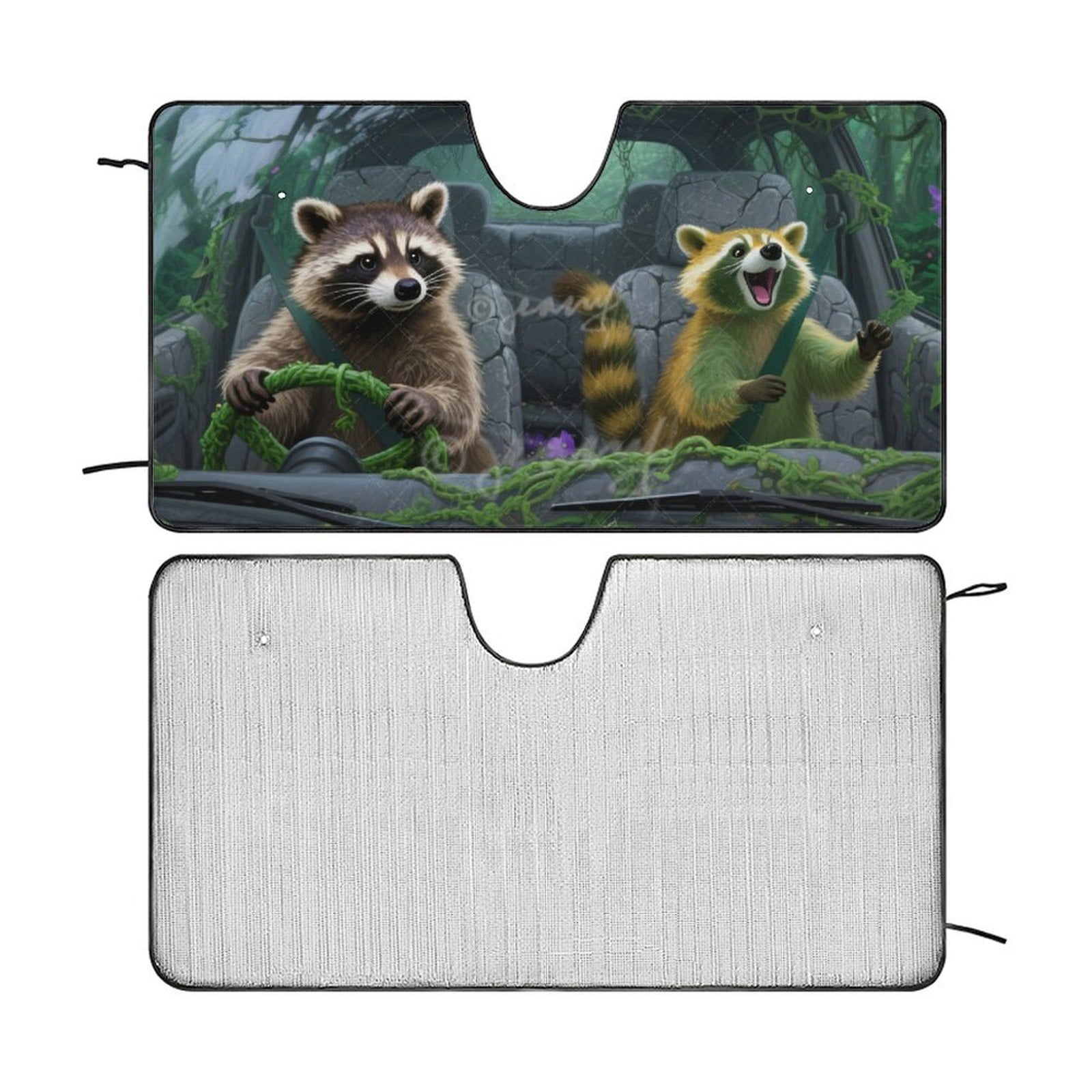 Raccoon Folding Car Windshield Sun Shade - Sun Visor Fit for Cars ...
