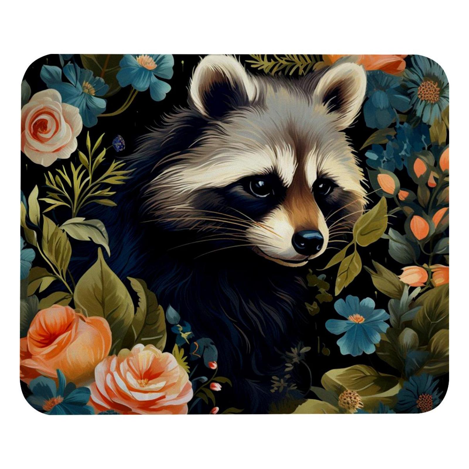 Raccoon Gaming Mouse Pad, Desk Mat, Square 8.3x9.8 Inch Non-Slip Rubber ...