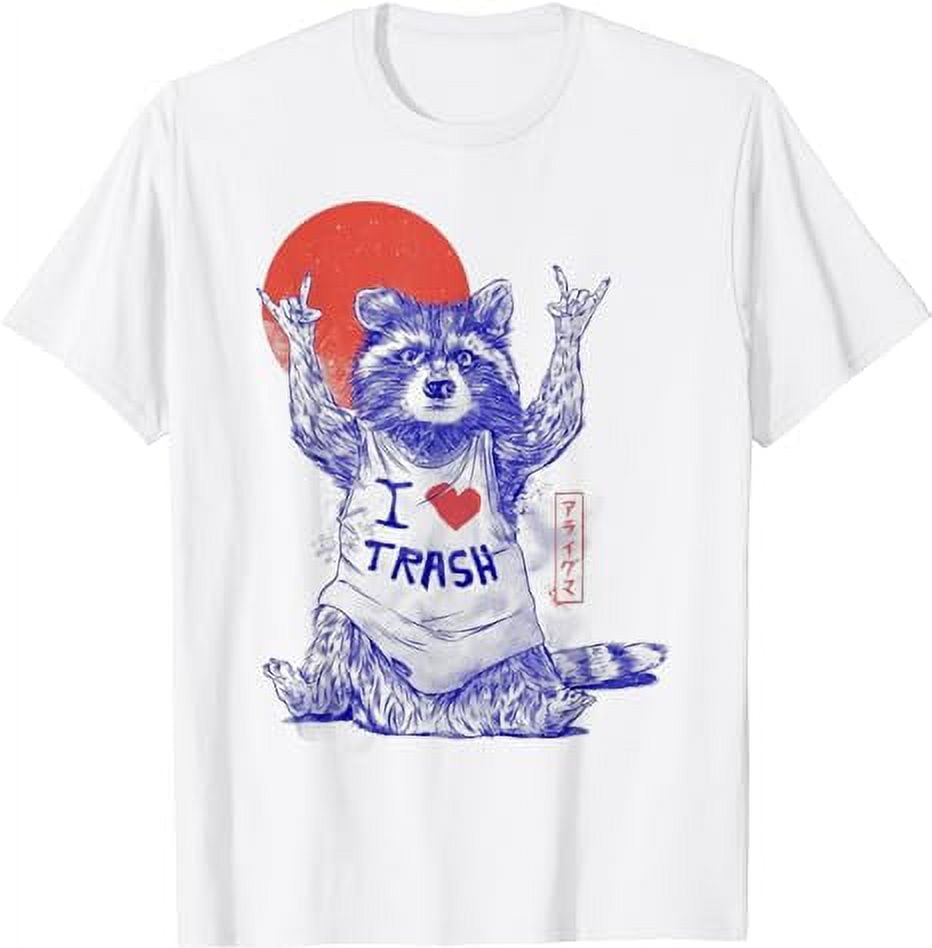 Raccoon I Love Trash Japanese Samurai Garbage Gang T-Shirt - Walmart.com