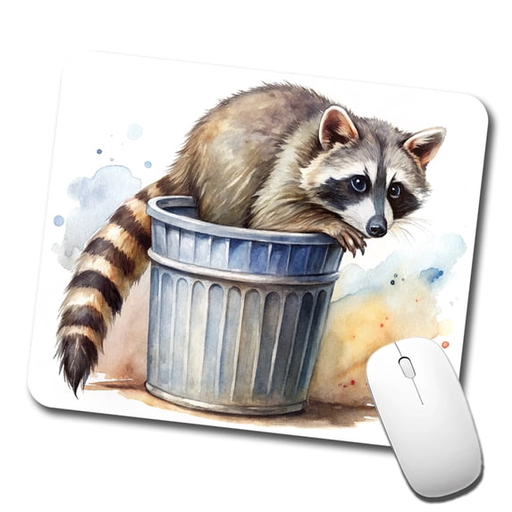 Raccoon In A Trash Can Panda Watercolor Mouse Pad Low Profile Gaming ...