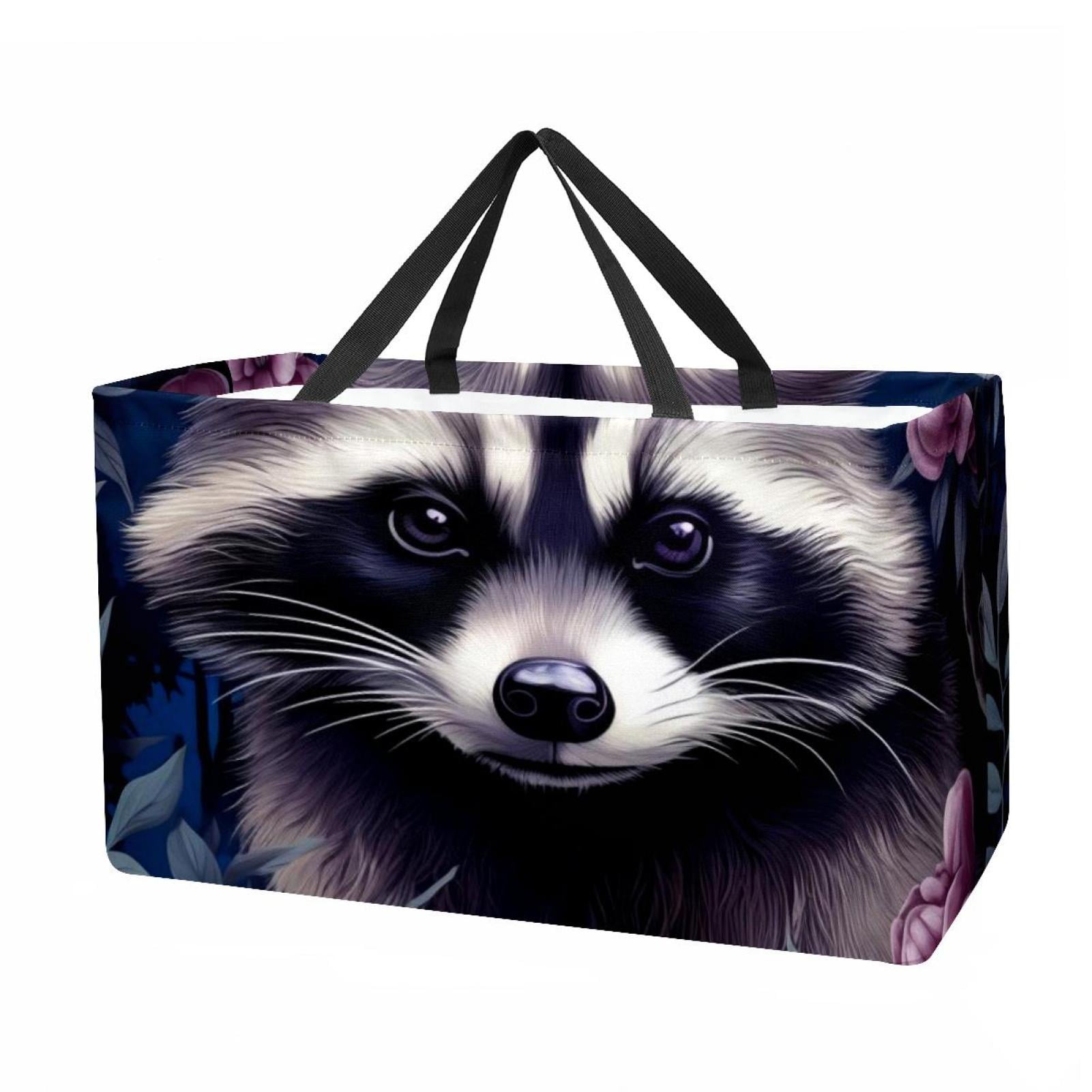 Raccoon Large Capacity Reusable Foldable Beach Bag with Collapsible ...