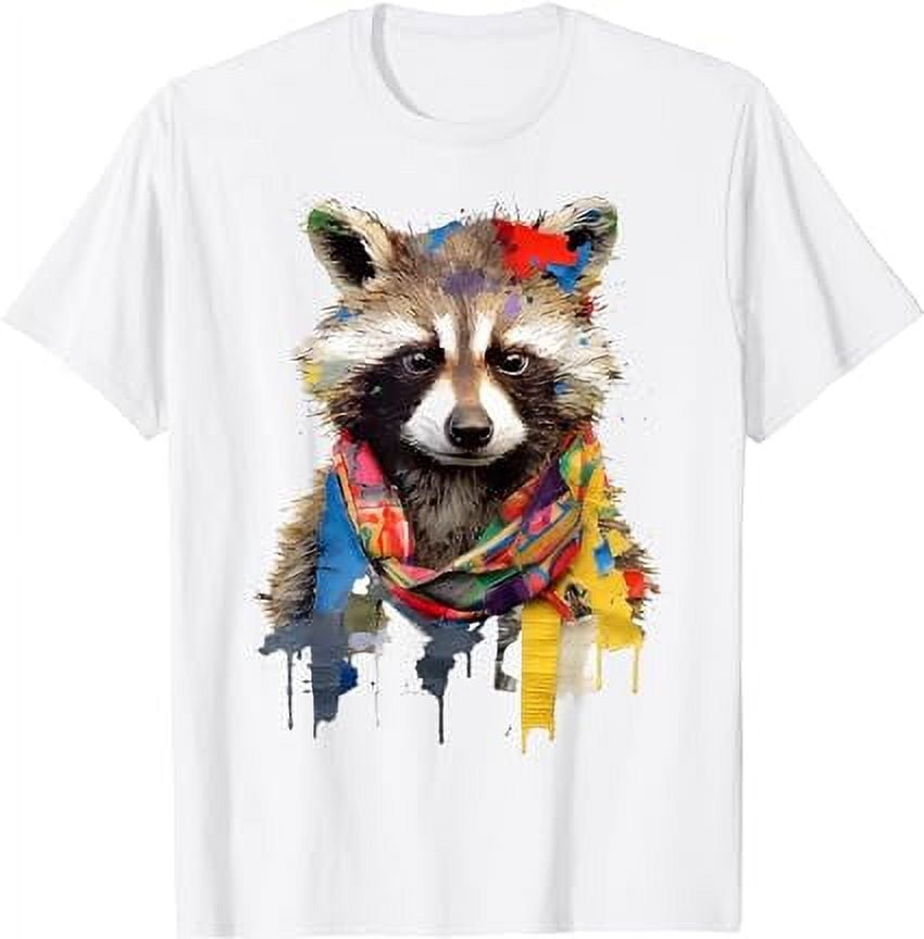 Raccoon Lover Artwork | Colorful Animal Motif Raccoon T-Shirt - Walmart.com