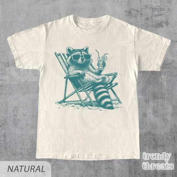 Raccoon Lying on Beach Chair with Lemonade T-Shirt, Funny Summer Shirt ...