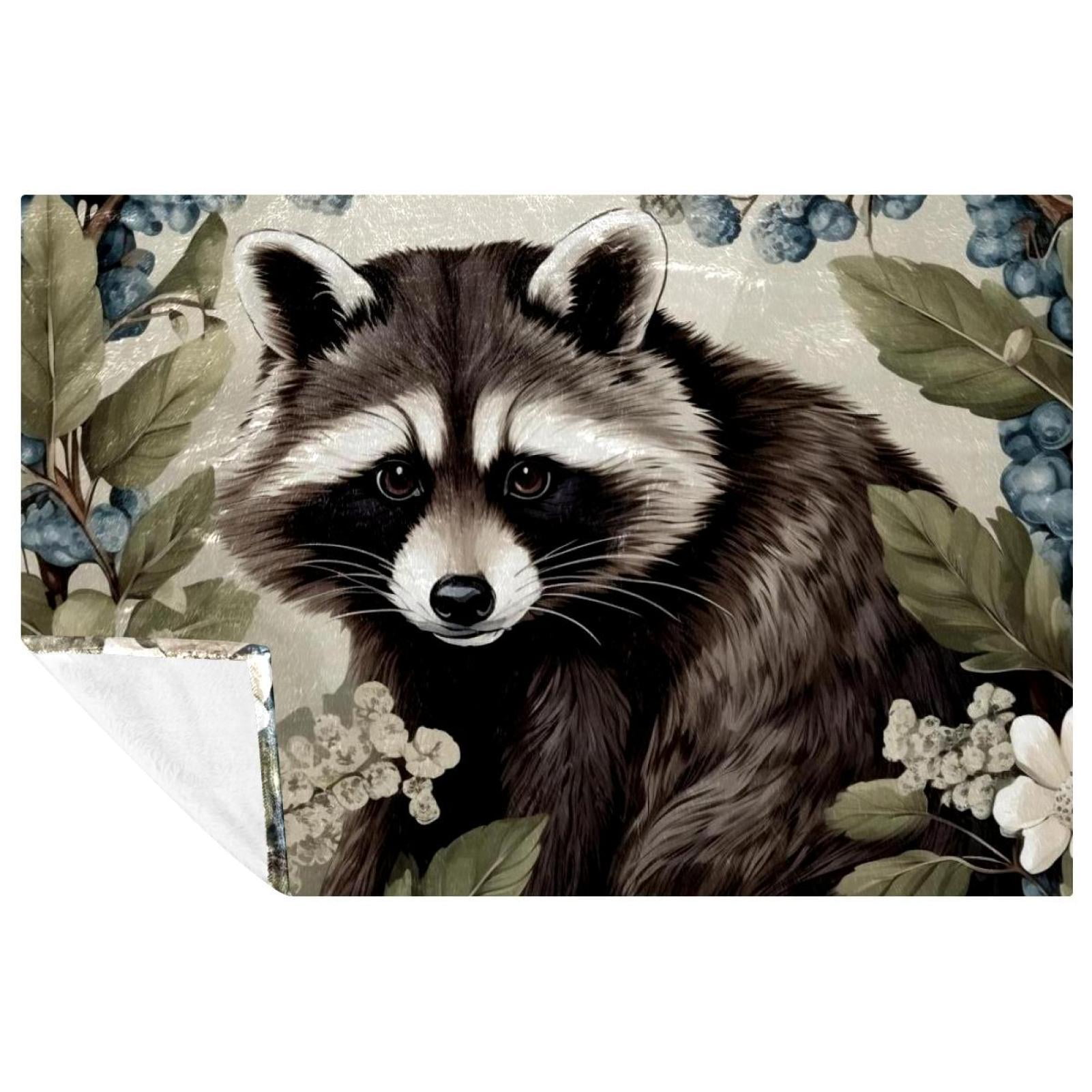 Raccoon Microfiber Throw Blanket - Soft and Warm Printed Blanket for ...