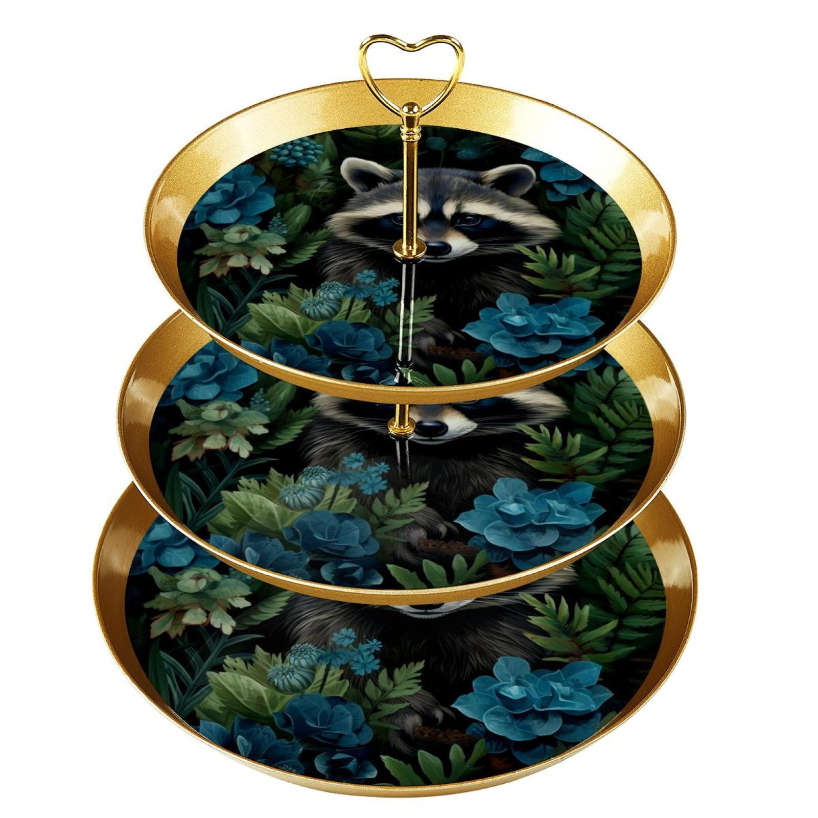 Raccoon Plastic Discs Iron Pillar Jewelry Organizer Stand with 3 ...