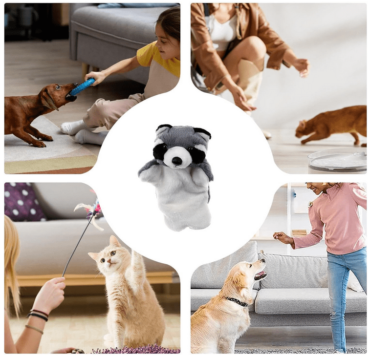 Raccoon Plush Hand Puppets for Cats - Wrestling Plush Toy Hand Puppet ...