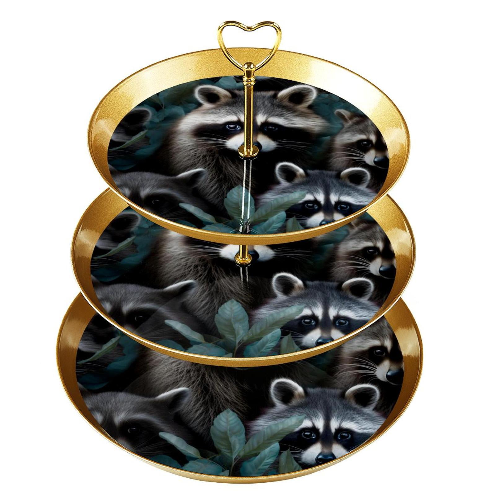 Raccoon Premium Plastic Discs Iron Pillars Dessert Table Decor Set with ...