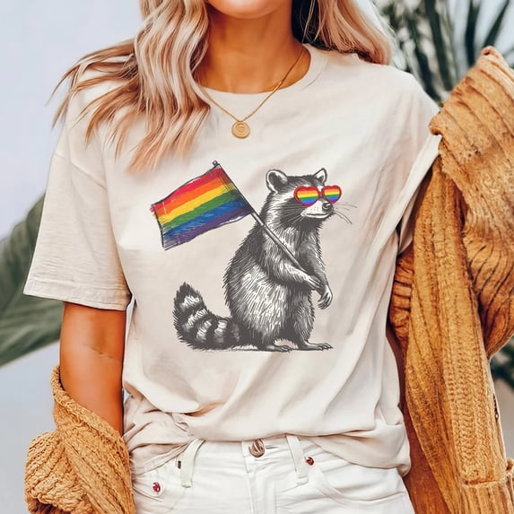 Raccoon Pride Flag T Shirt: Funny LGBTQ Support Tee - Walmart.com