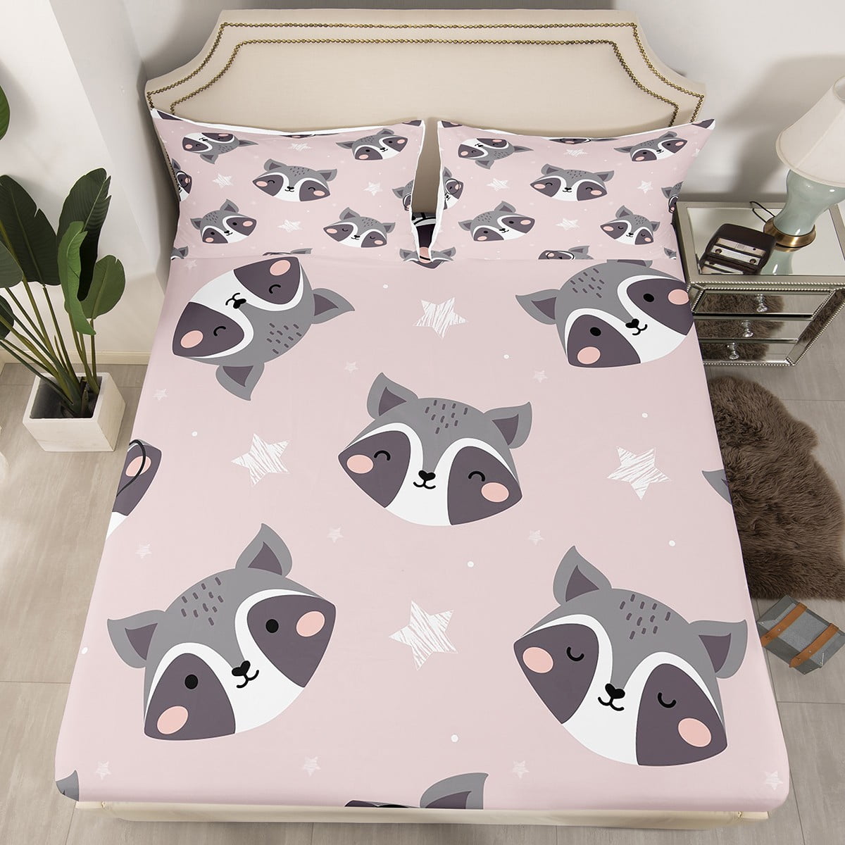 Raccoon Queen Bed Sheets for Boys Kids Child,Cute Bedding Set Cartoon ...