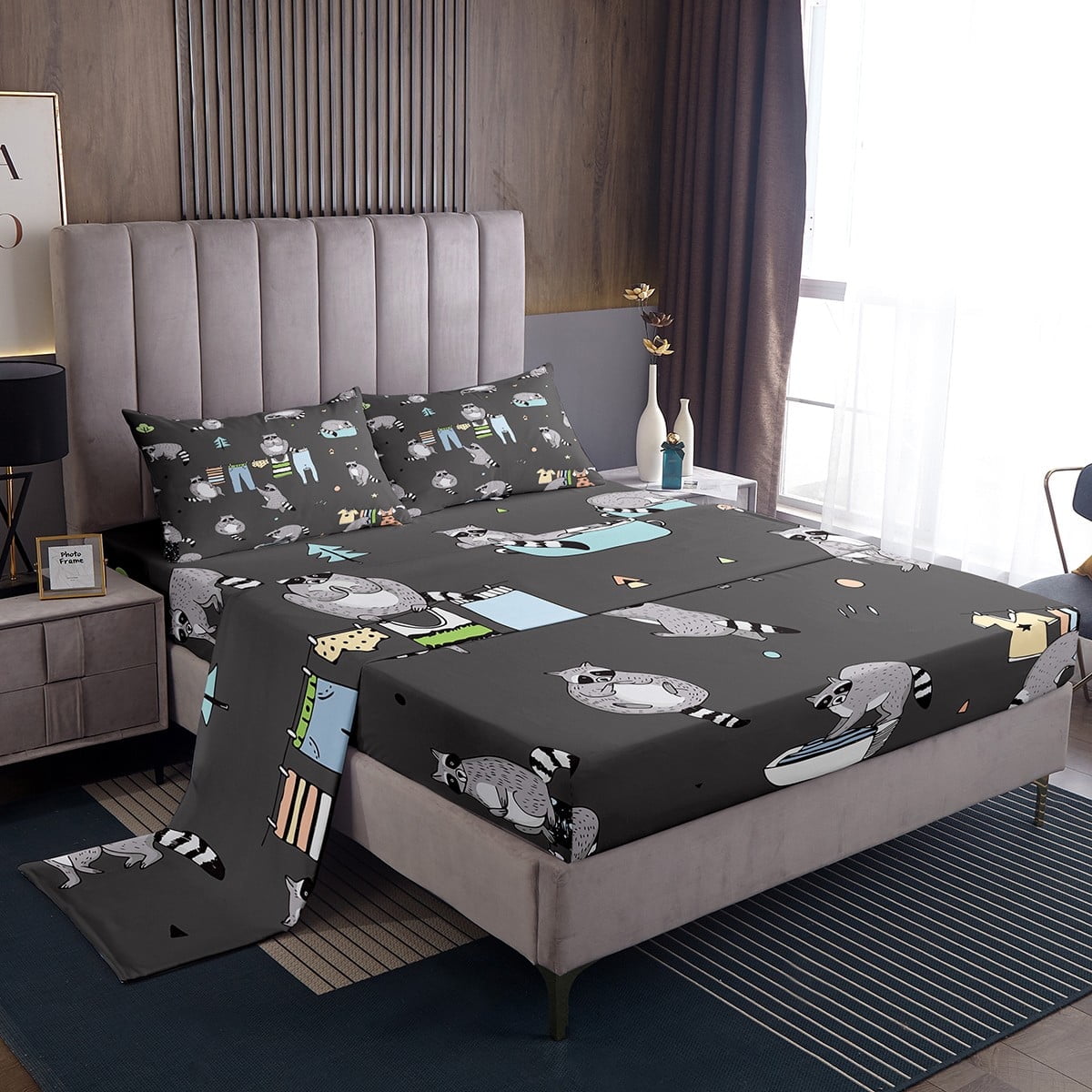 Raccoon Queen Sheet Set for Boys Kids Child,Cute Cartoon Wildlife ...