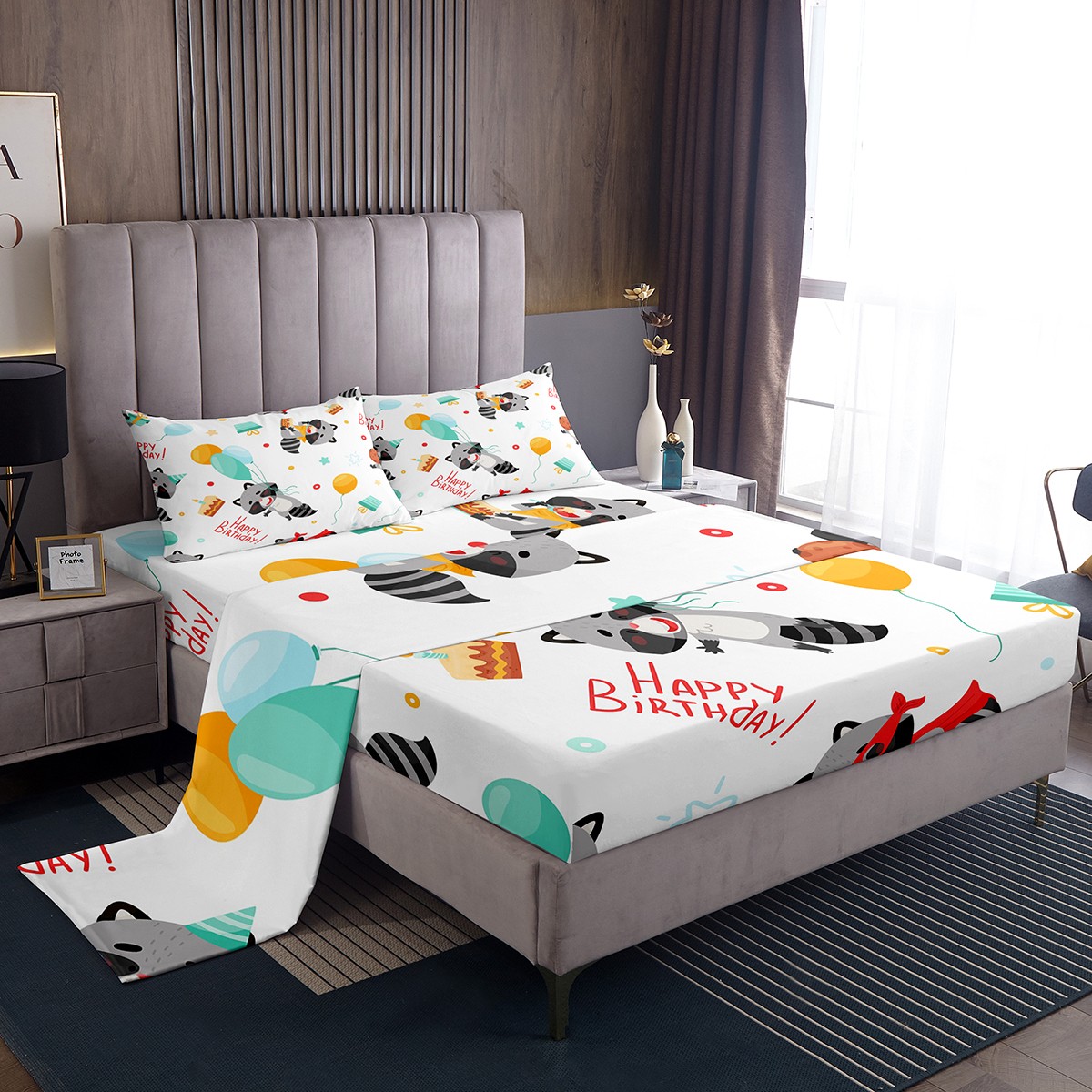 Raccoon Queen Sheet Set ,Cute Wild Animals Sheets Lovely Cartoon ...