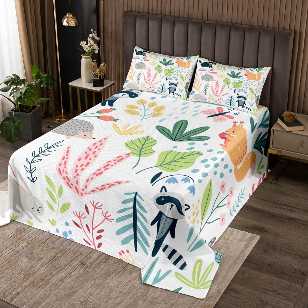 Raccoon Quilt Set Squirrel Rabbit Twin Bedspread Set for Boys Kids ...