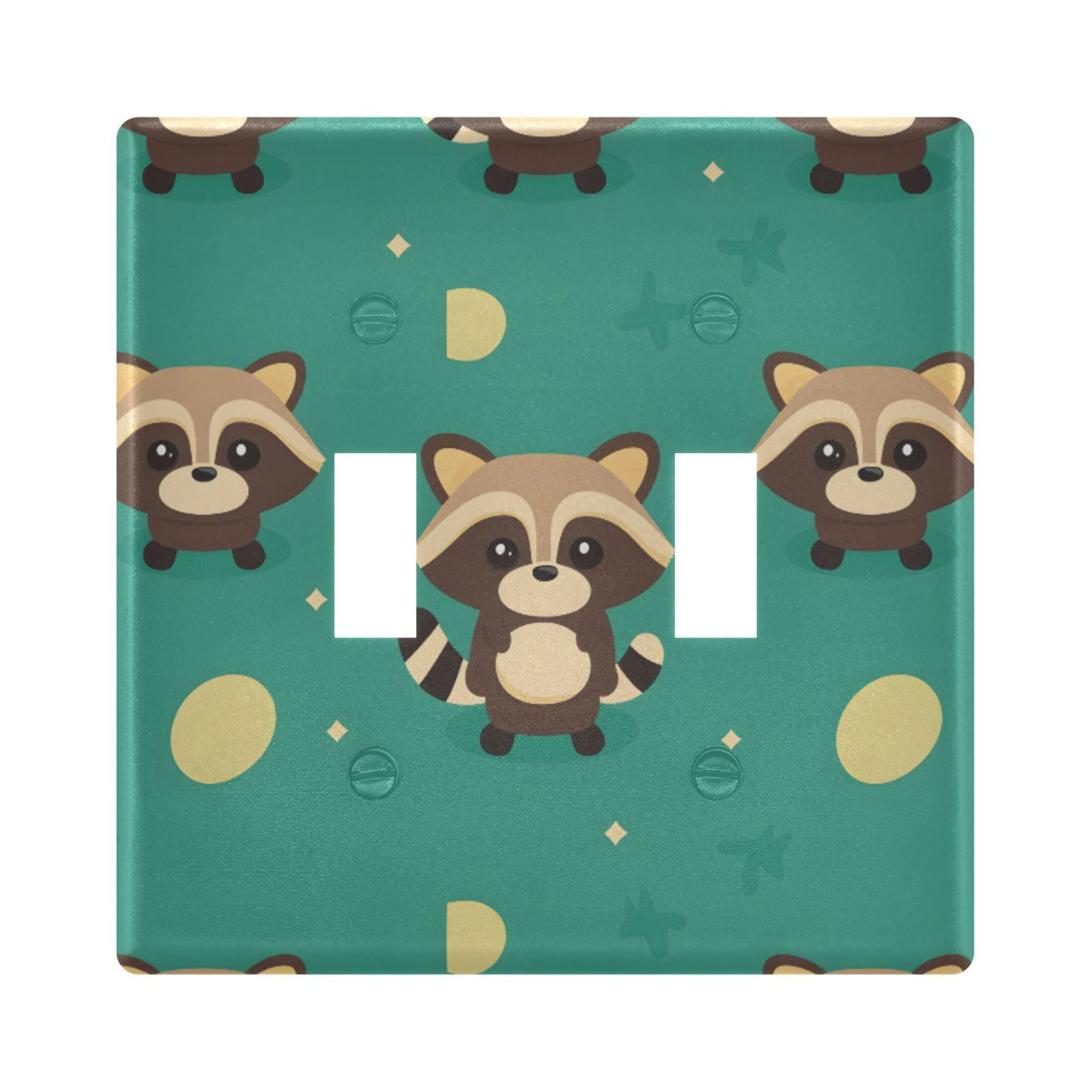 Raccoon Repeat Pattern Fireproof Switch Plate with Rounded Edges 2-Hole ...