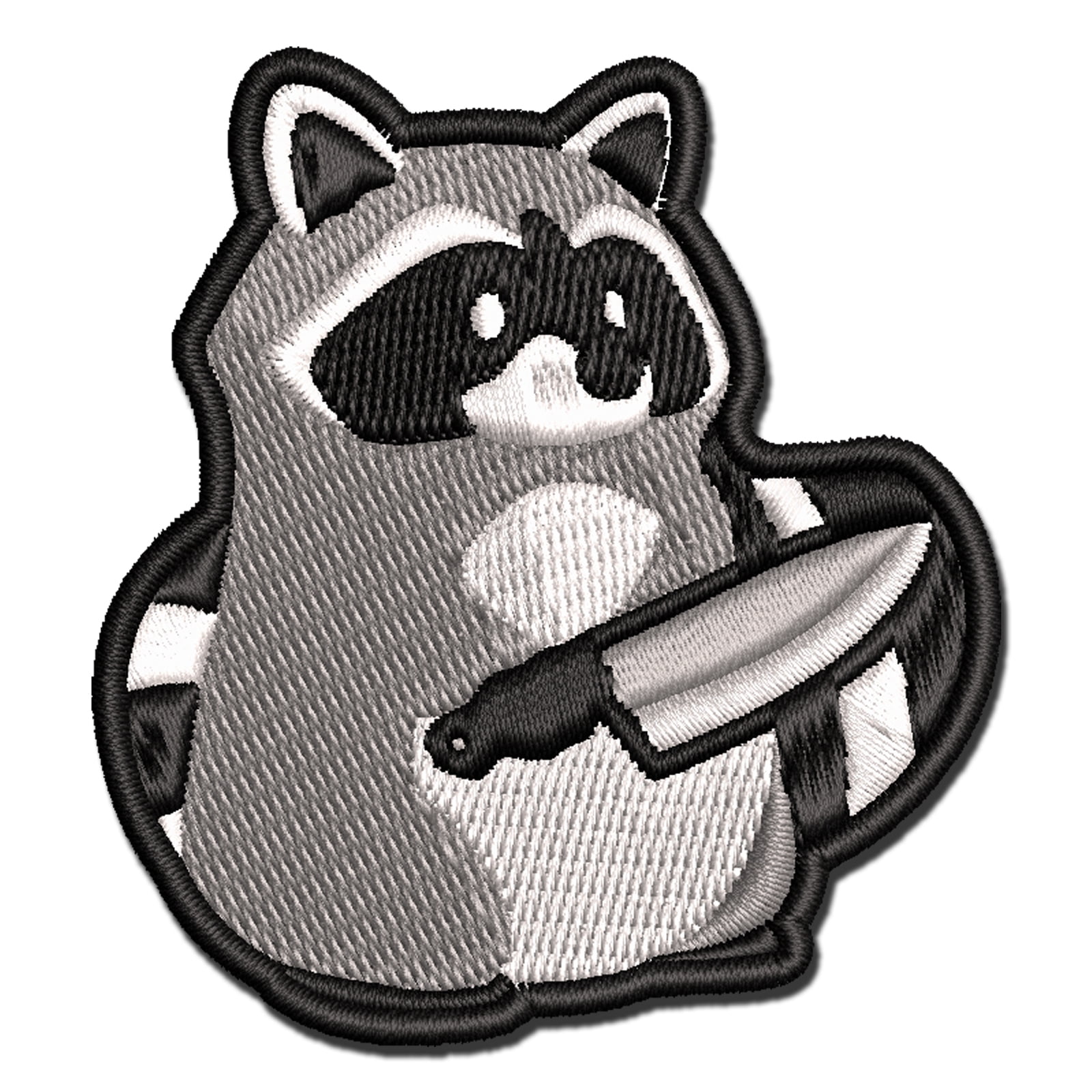 Raccoon Robber with Kitchen Knife Applique Multi-Color Embroidered Iron ...