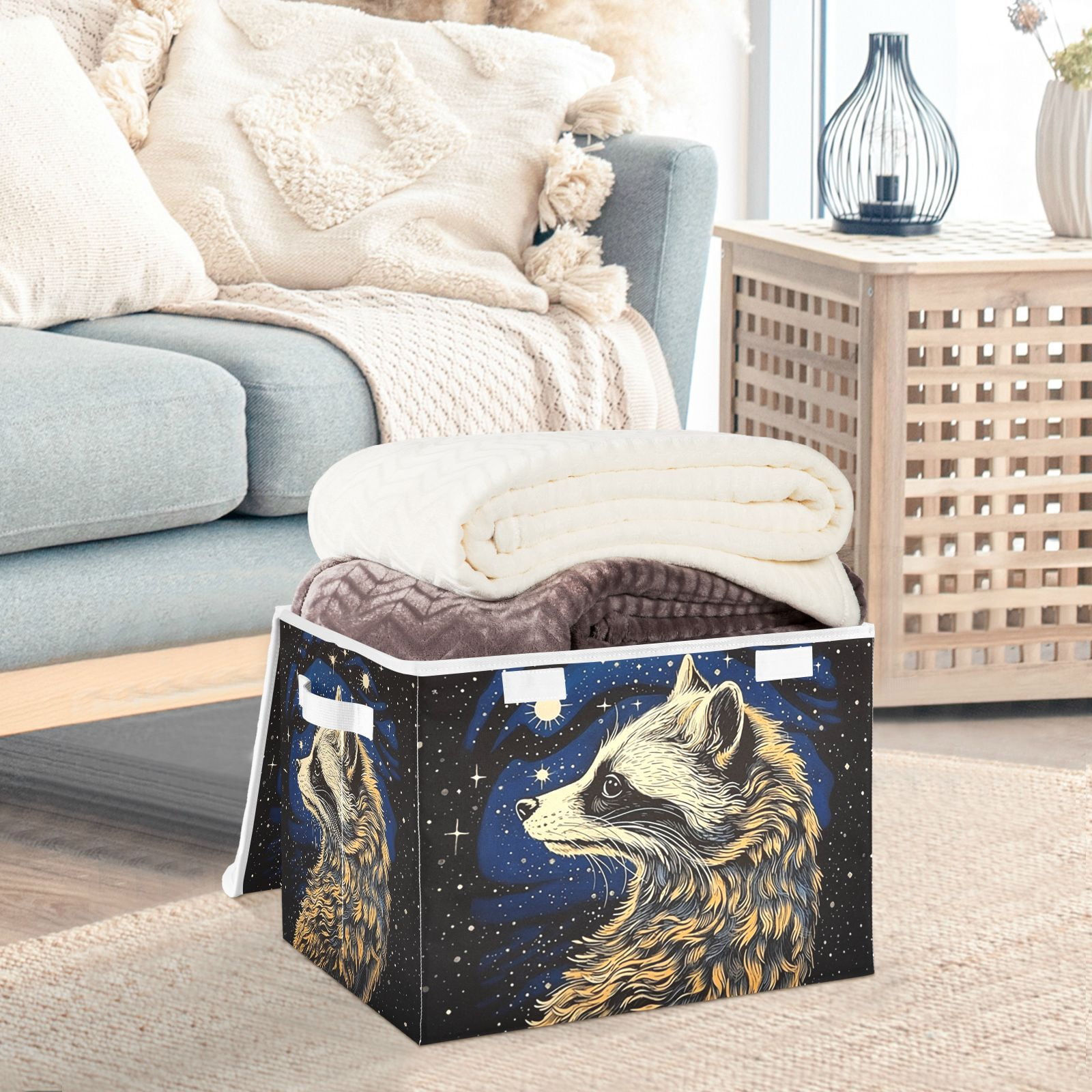 Raccoon Space Universe Storage Basket Foldable Laundry Basket Shelf ...
