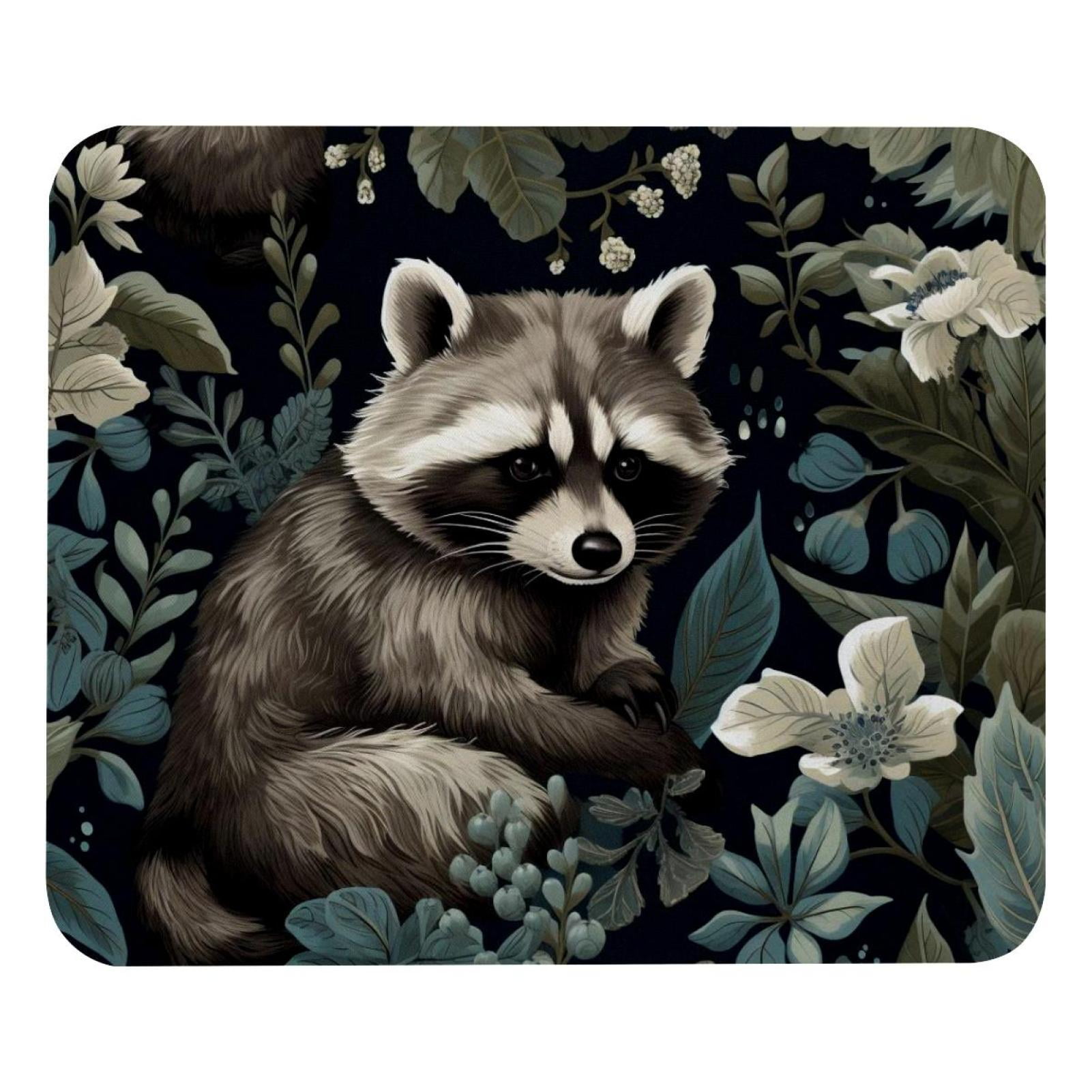 Raccoon Square Desk Mat Gaming Mouse Pad, 8.3x9.8 Inch Non-Slip Rubber ...
