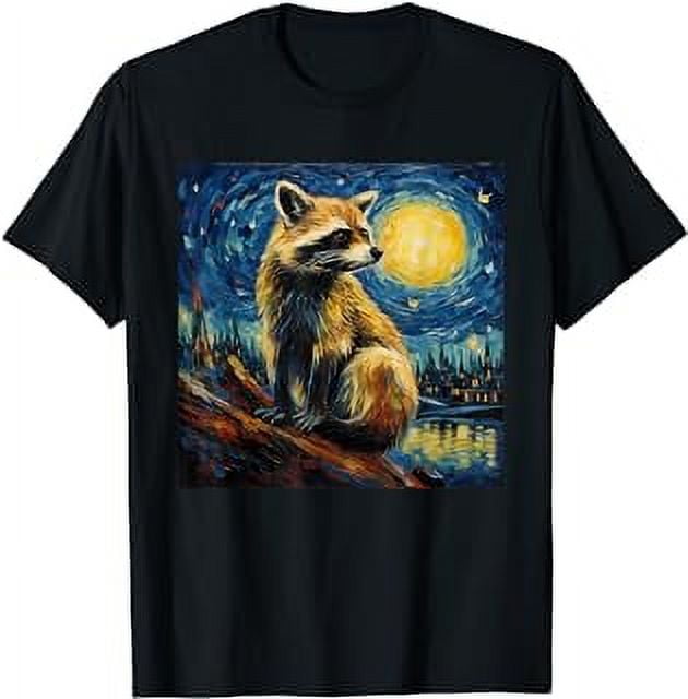 Raccoon Starry Night Van Gogh Style Graphic T-Shirt - Walmart.com