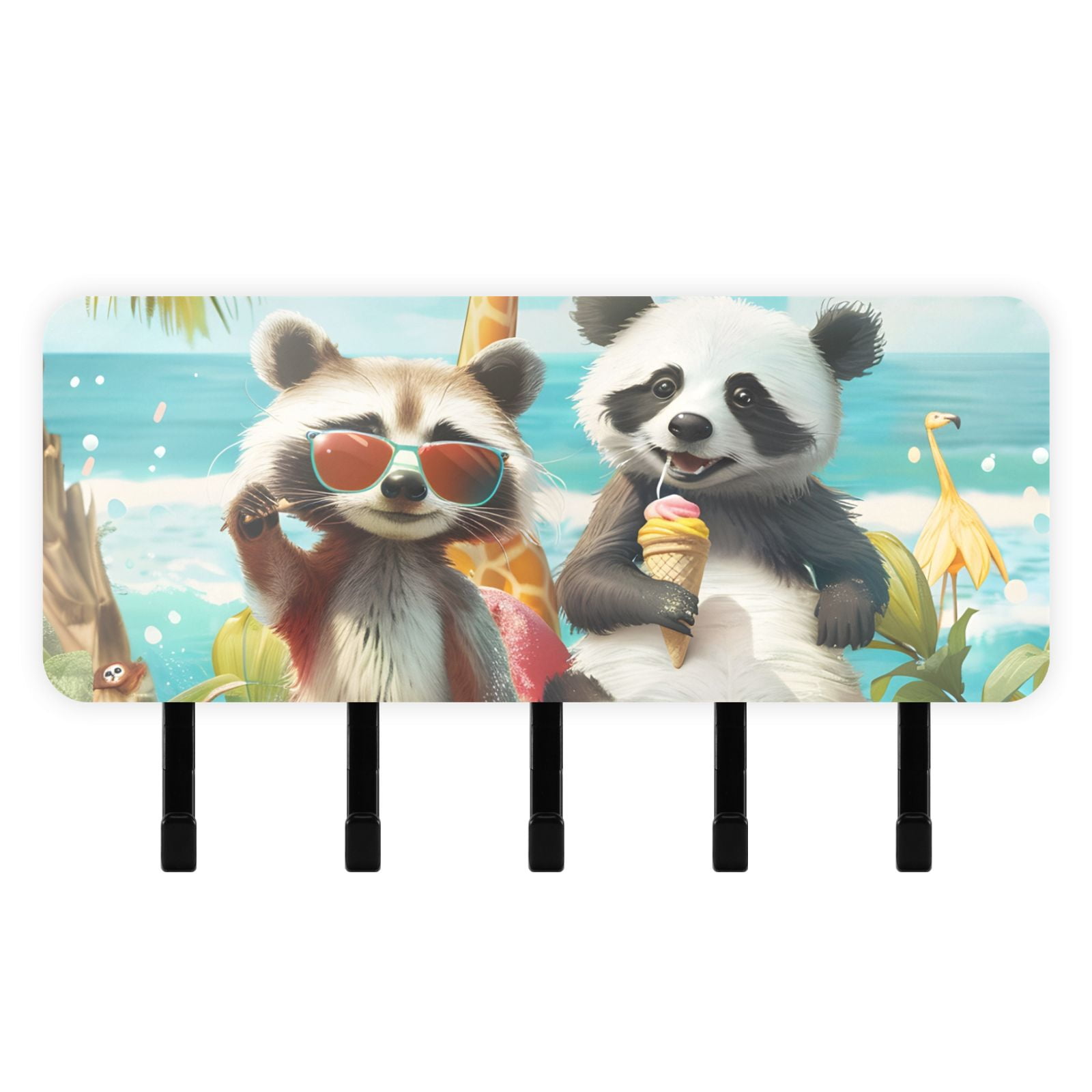 Raccoon Surfer Panda Giraffa Mail Holder Organizer Wall Mount with ...