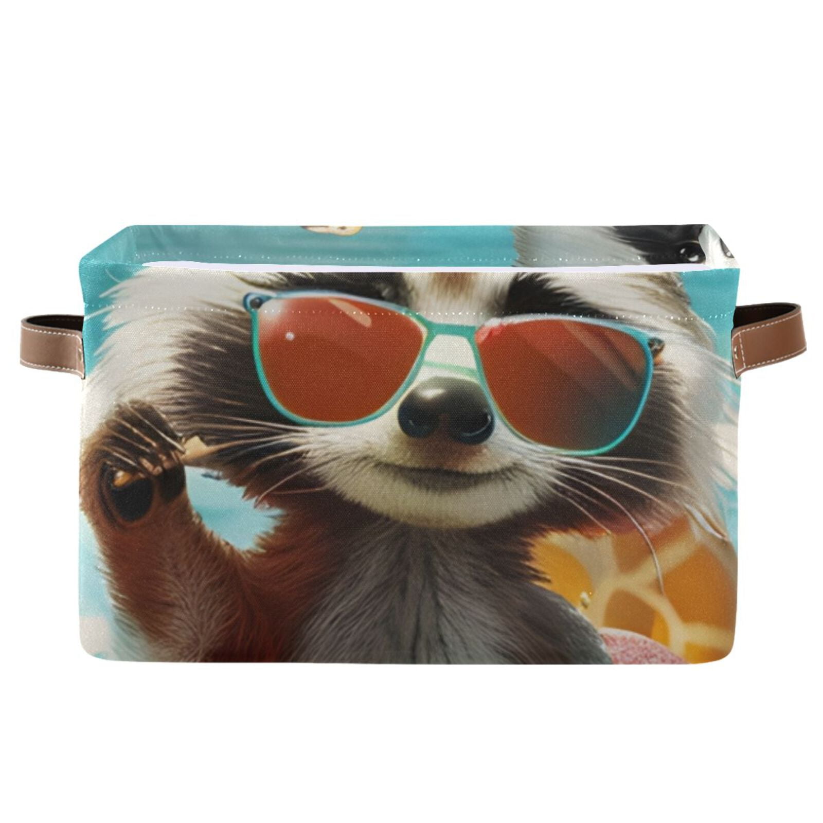 Raccoon Surfer Panda Giraffa Storage Bins Baskets With Handles Storage ...