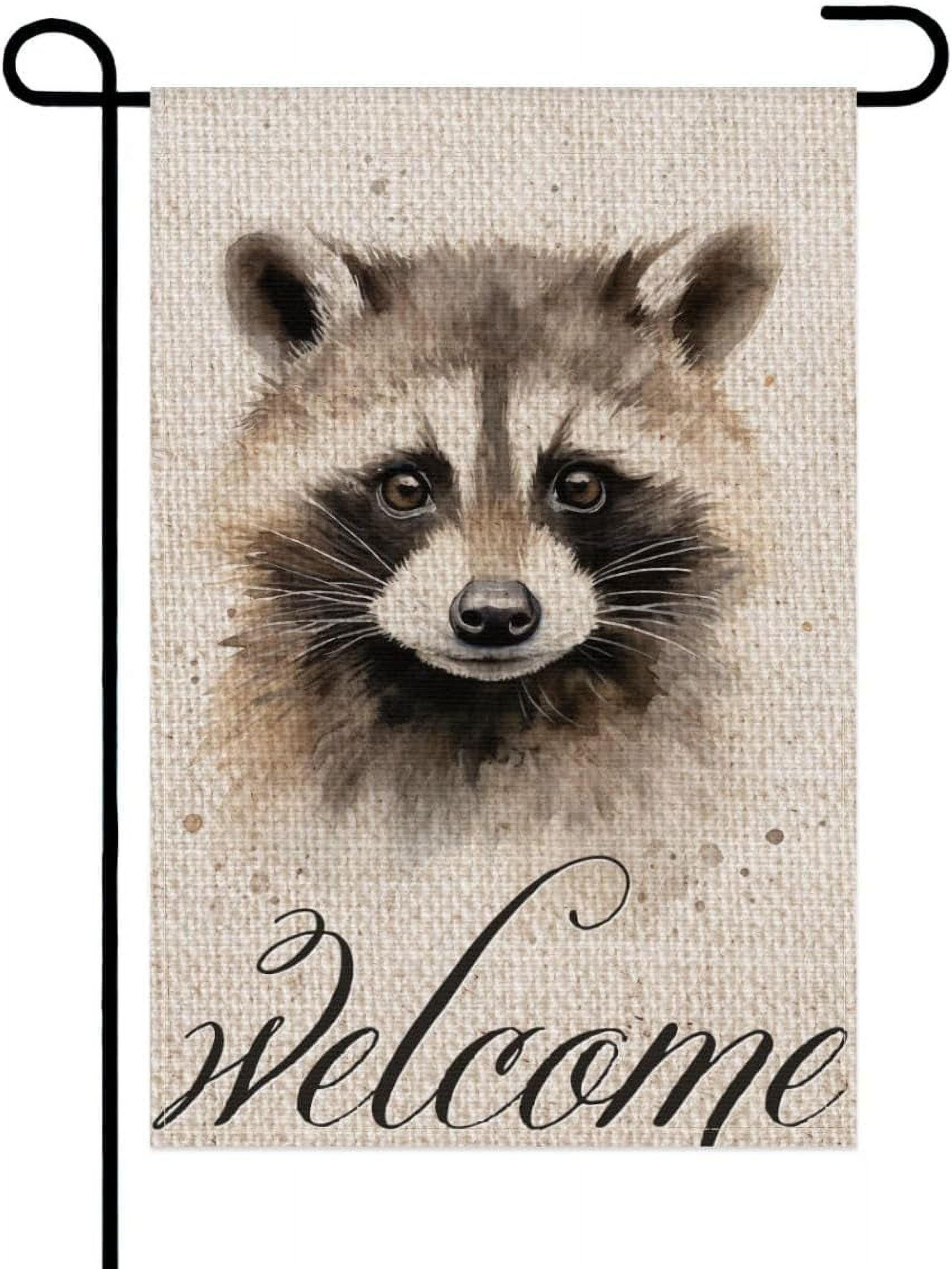 Raccoon Welcome Garden Flag Double Sided Outside, Spring Summer Autumn ...