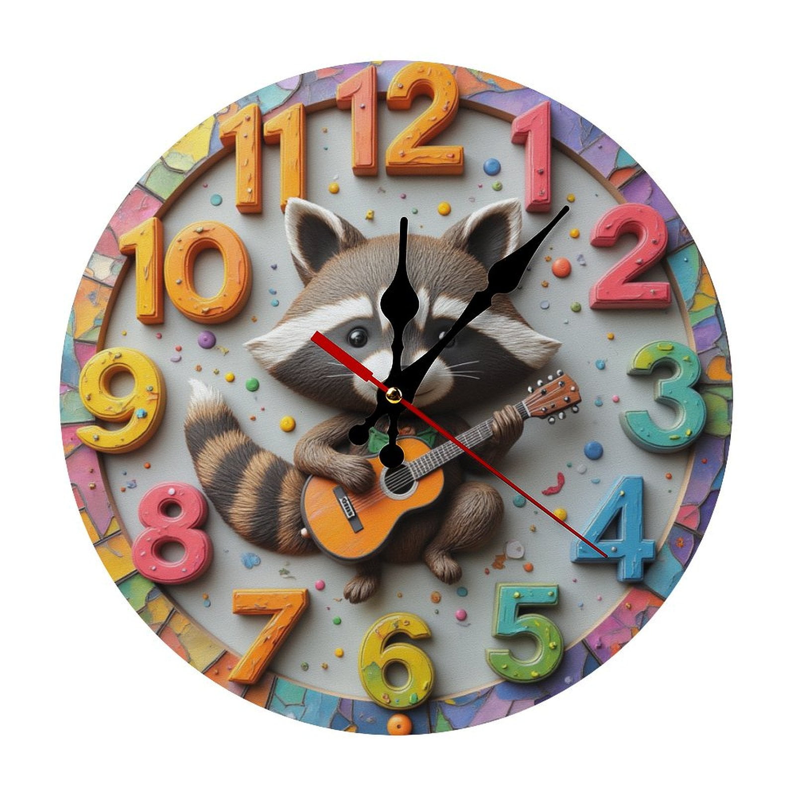 Raccoon playing a guitar, surrounded by a mix of colorful numbers and ...
