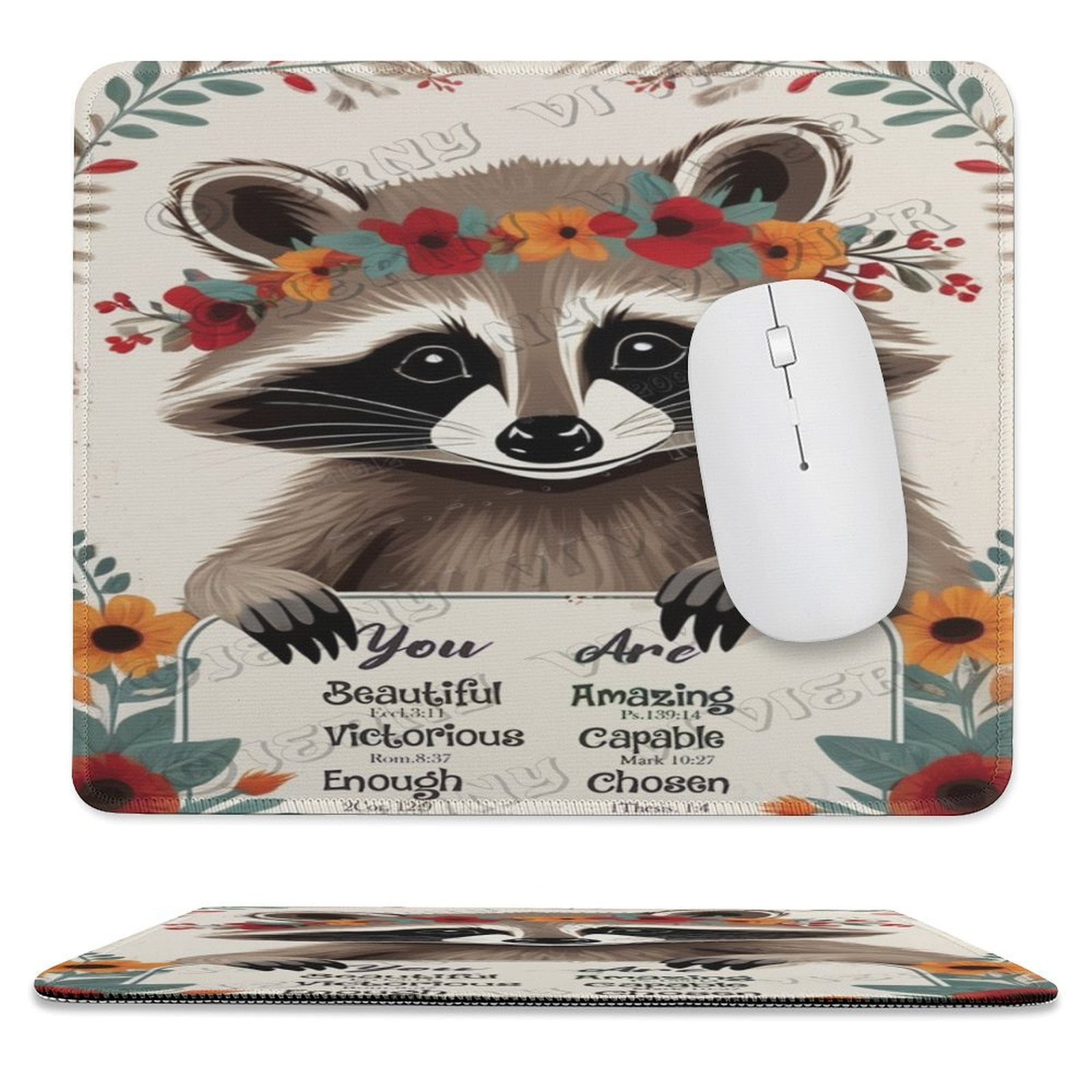 Raccoon with Inspiring Positive Quotes Printed Mouse Pad, 10"x12", Non ...