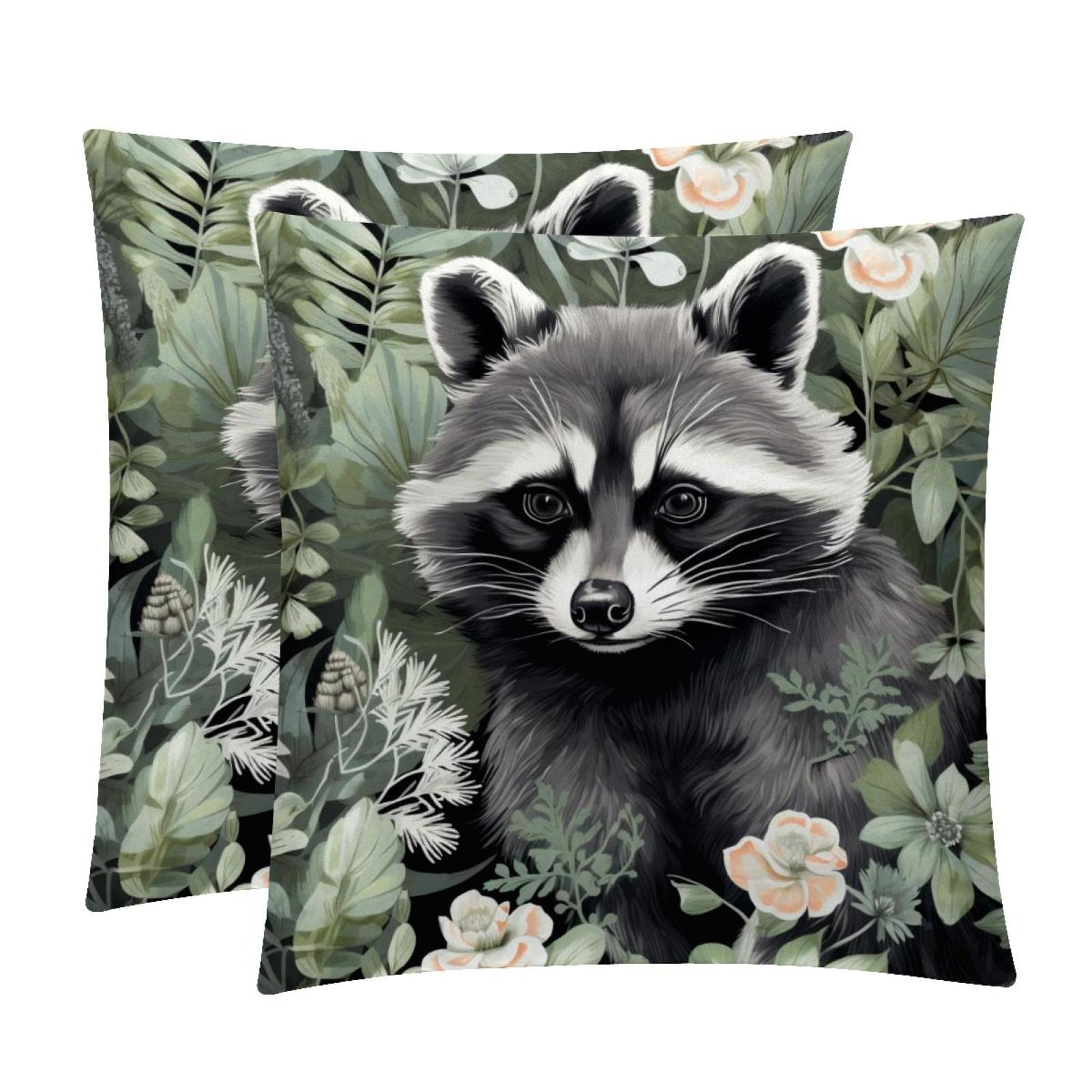 Raccoon with Unique Patterns Covers - Set of 2 Throw Pillows for Home ...