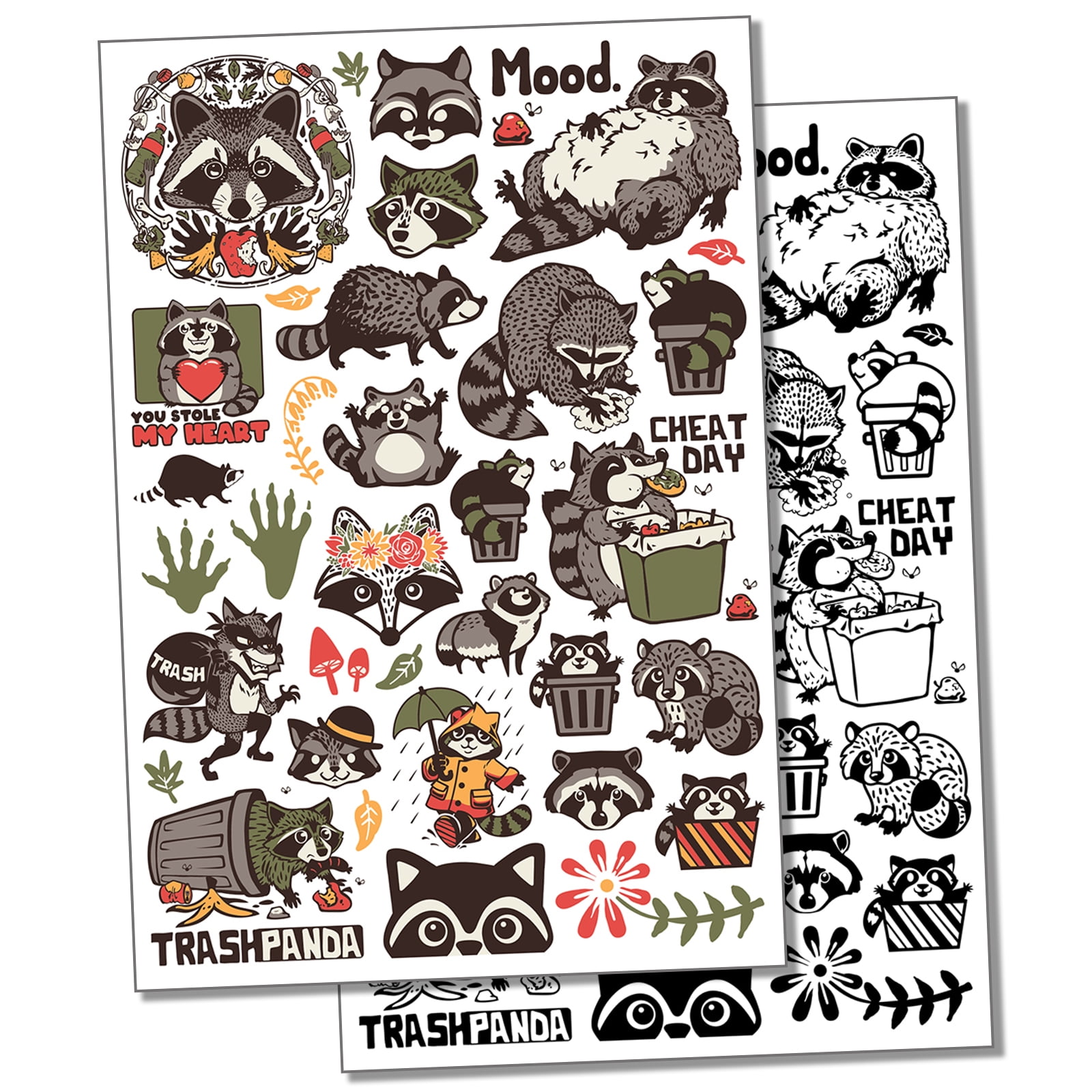 Raccoons Trash Panda Water Resistant Temporary Tattoo Set Fake Body Art ...