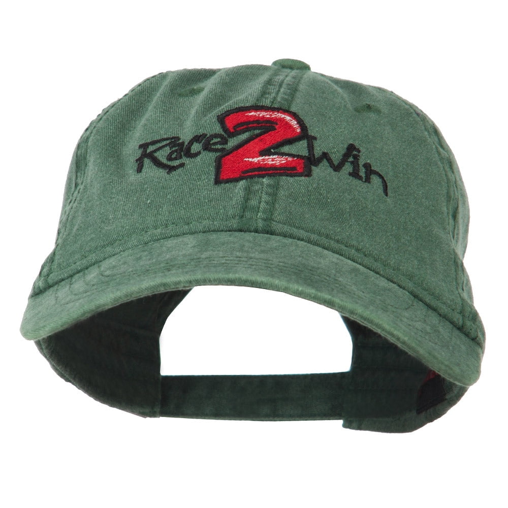 Race 2 Win Embroidered Washed Cap - Dark Green OSFM - Walmart.com