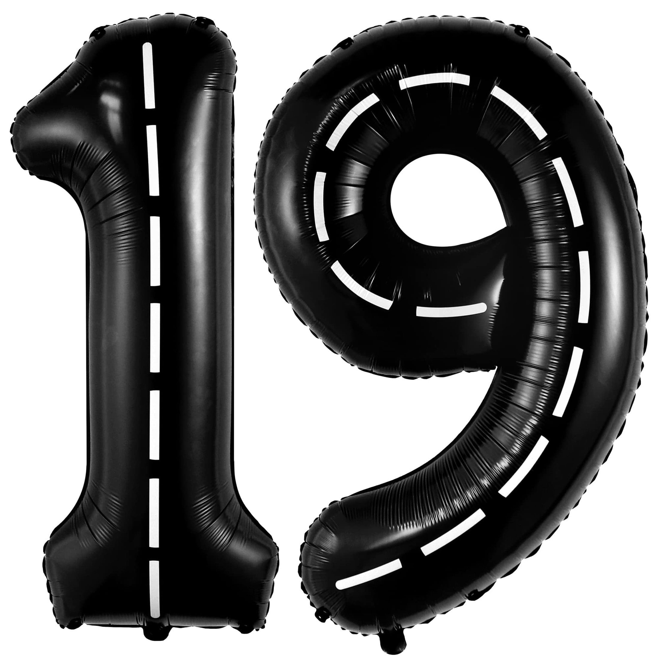 Race Car 19 Black Birthday Balloon - Giant 40 Inch Number Balloon for ...