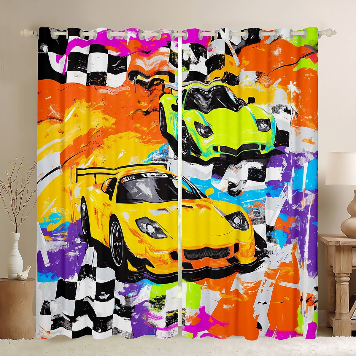 Race Car 30%-50% Blackout Curtains (42Wx90L),Cool Speed Sports Car ...