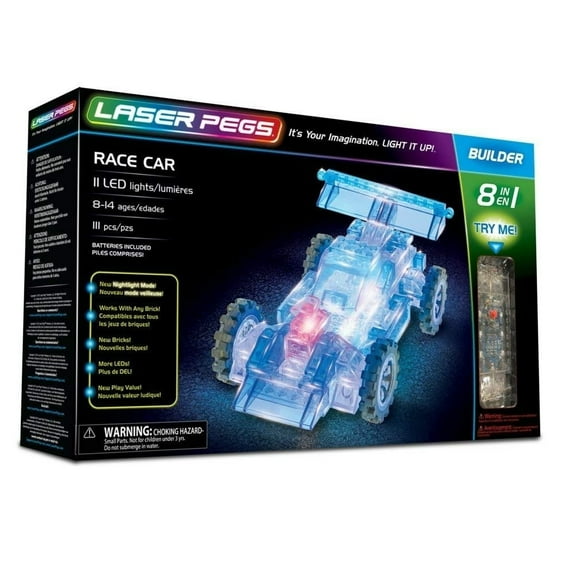 Race Car 8-in-1 Building Set Laser Pegs LED Lights Imagination Racing ...