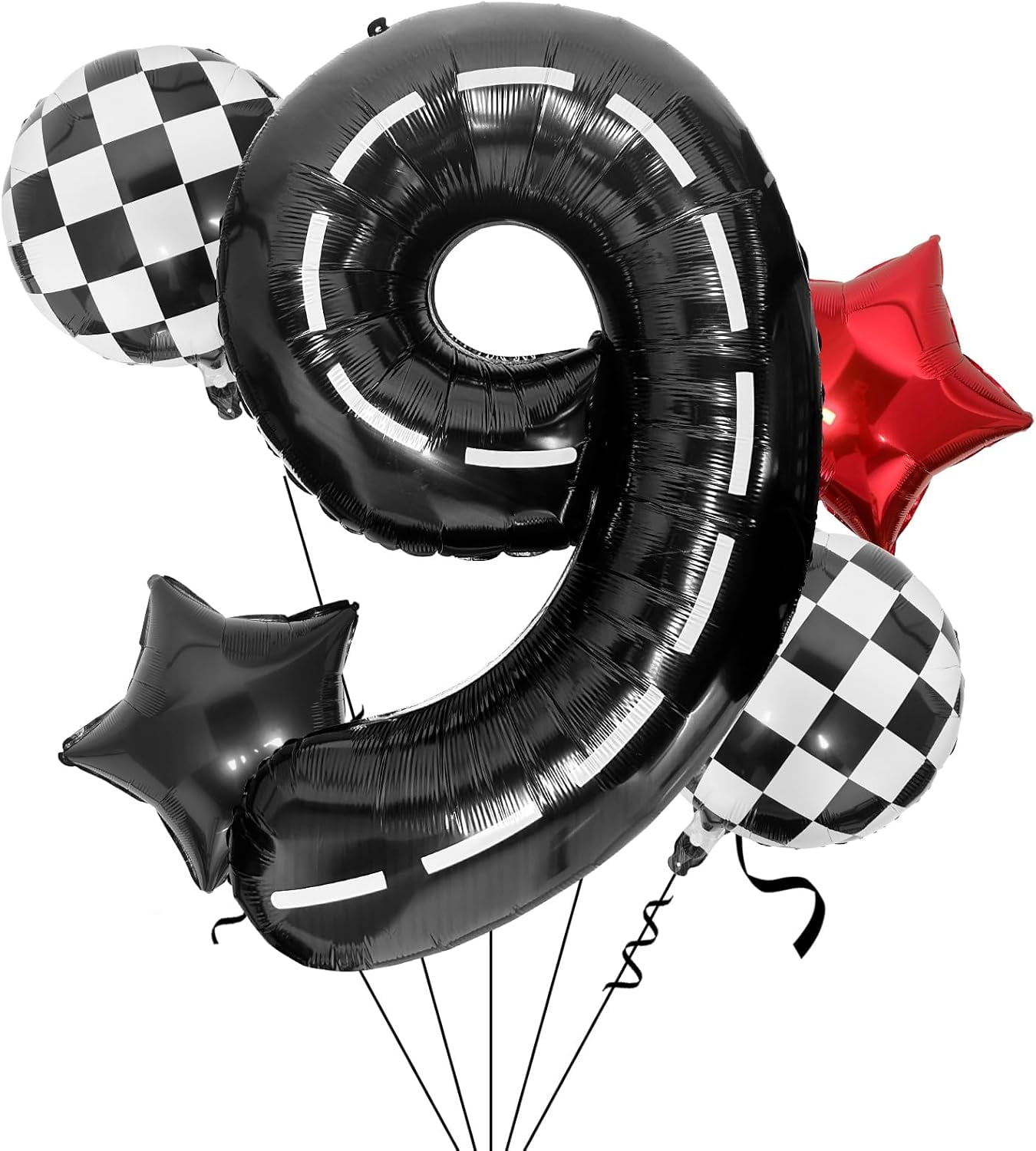 Race Car 9 Balloons 40 Inch Racetrack Number 9 Balloon, Road Checkered ...