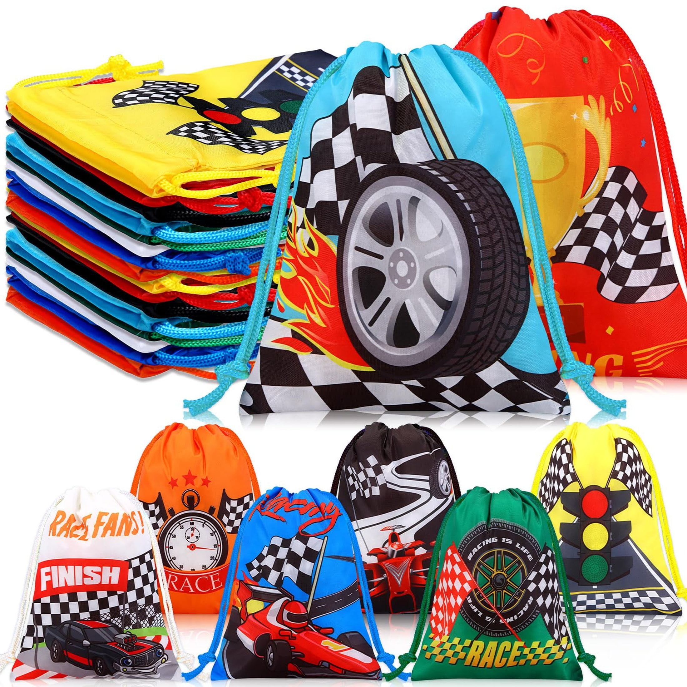 Race Car Adventure Goodie Bags - 24 Pcs Drawstring Treat Bags for Boys ...