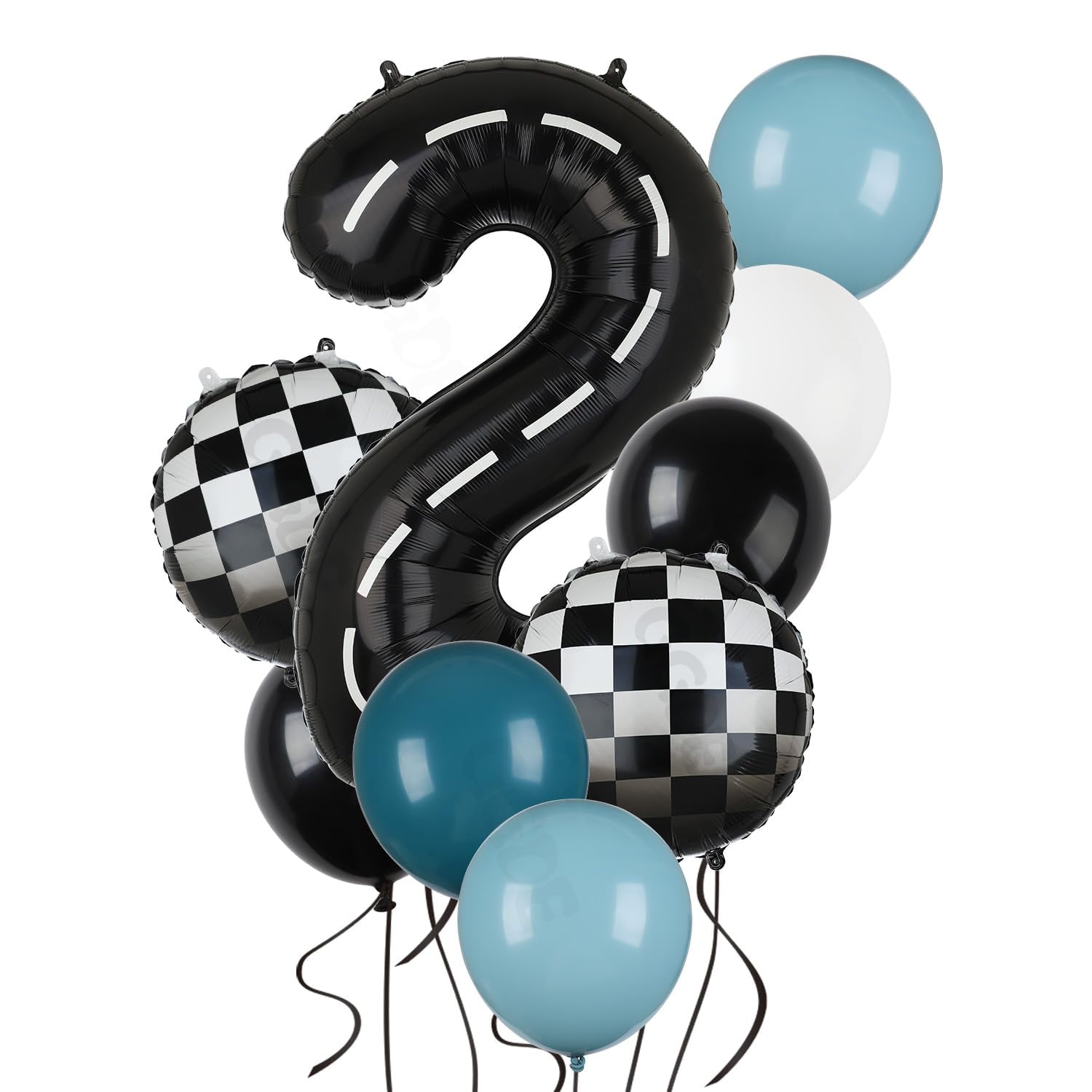 Race Car Balloon Bundle Blue Black 40 Inch Racetrack Number Balloon 2 ...
