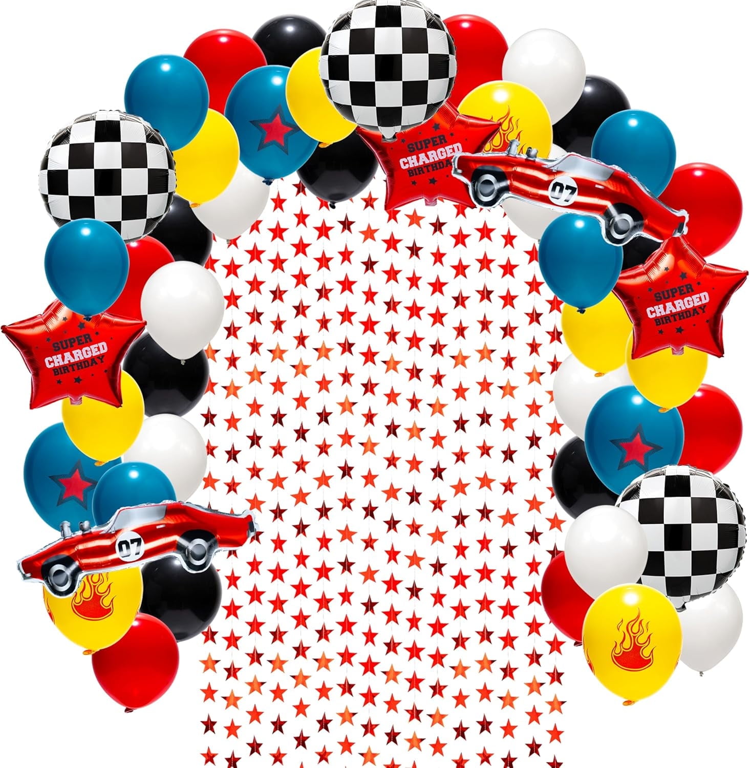 Cheerland Race Car Balloon Garland Backdrop Kit for Racing Themed Party ...