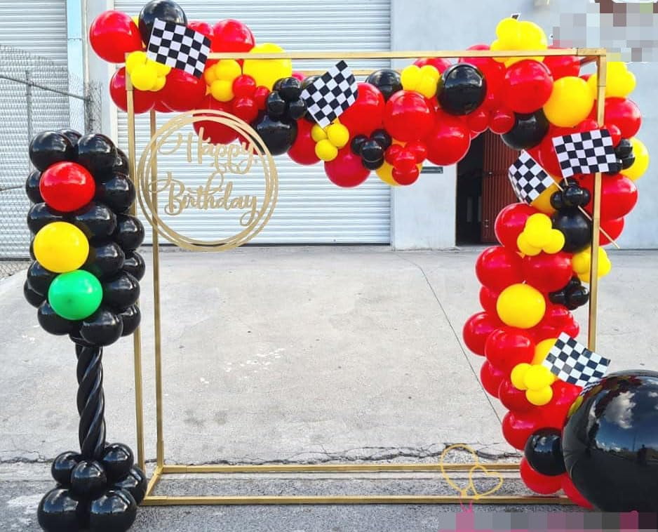 Race Car Balloons Arch KEF16 Garland Kit- Red Black Yellow Balloon Kit ...