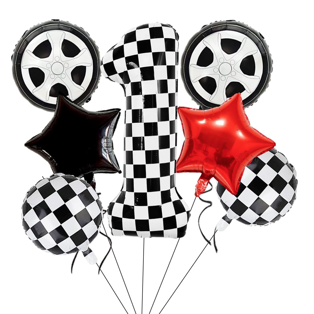 Race Car Balloons Party STF9 Decorations, Black and White Checkered ...