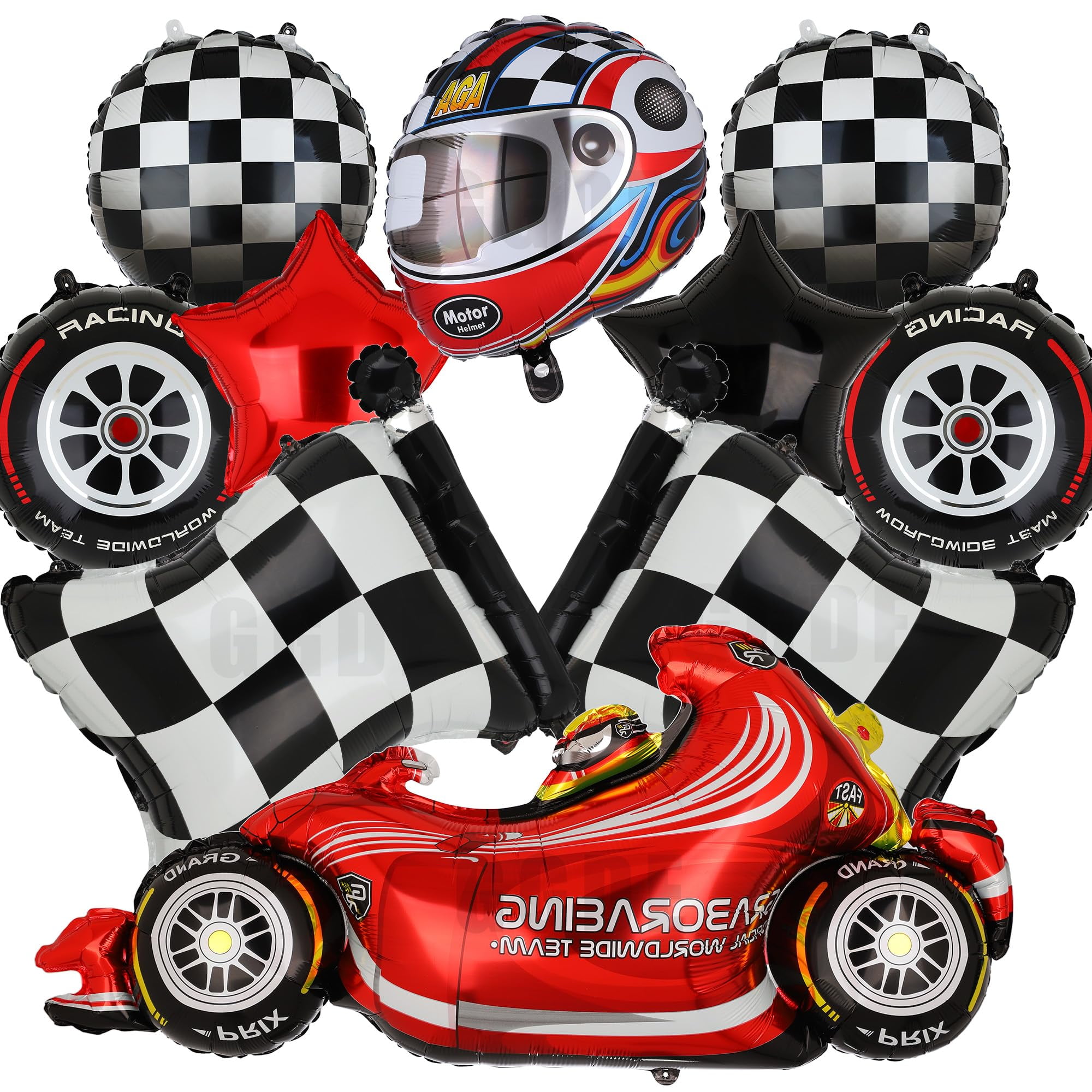 Race Car Balloons Tire MMF7 Balloon Chequered Flag Balloons Helmet ...