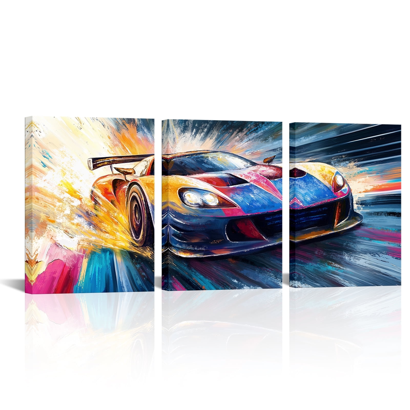 Race Car Bathroom Wall Art for Home Decor 3 Piece Speed Sports Car ...