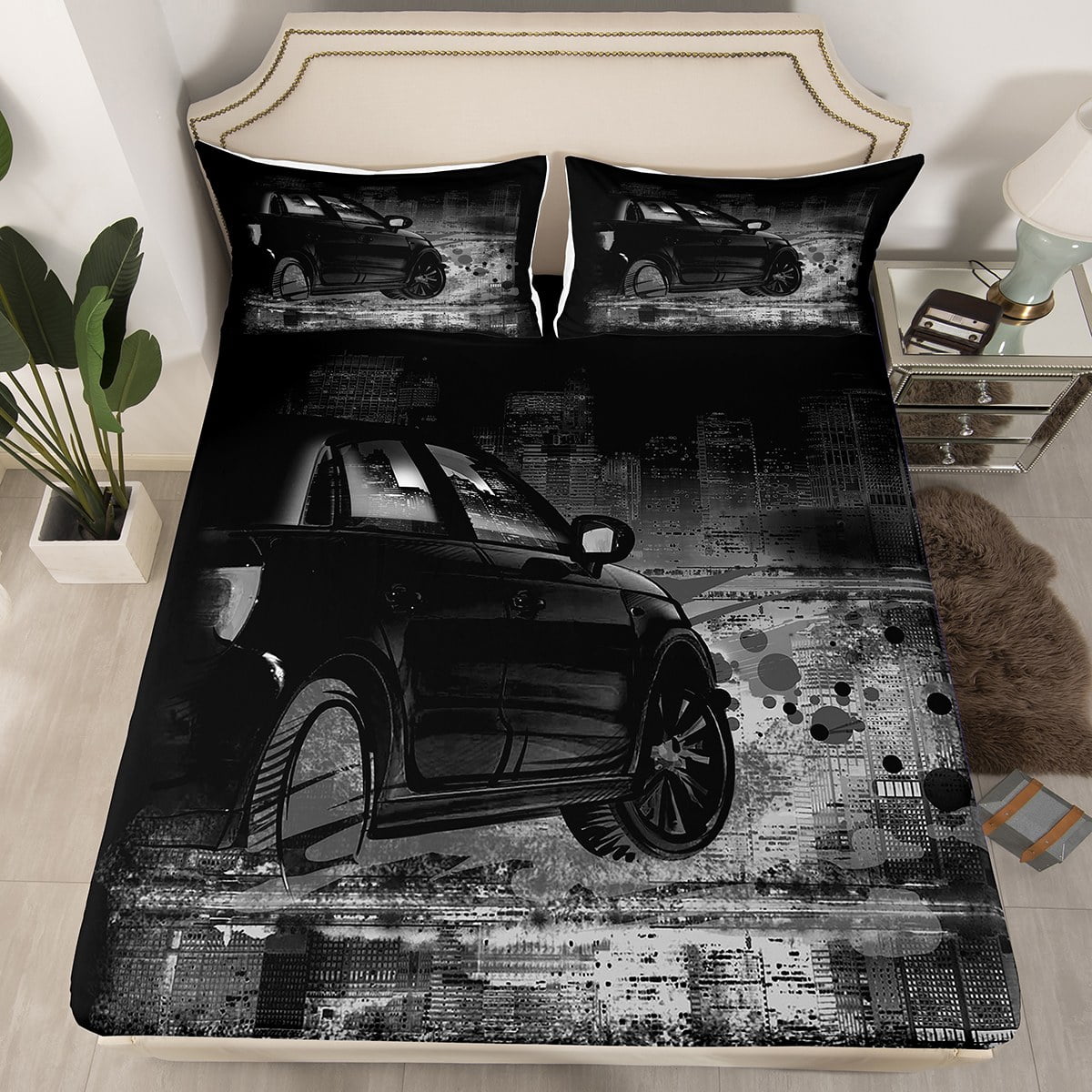 Race Car Bed Set for Boys Teens Youth, Cool Sports Car Fitted Sheet ...