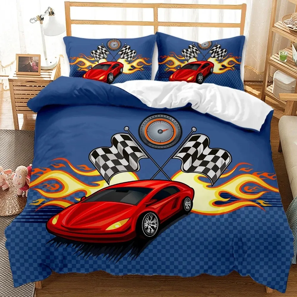 Race Car Bedding Set Boys Extreme Sports Duvet Cover Set Cool Car ...