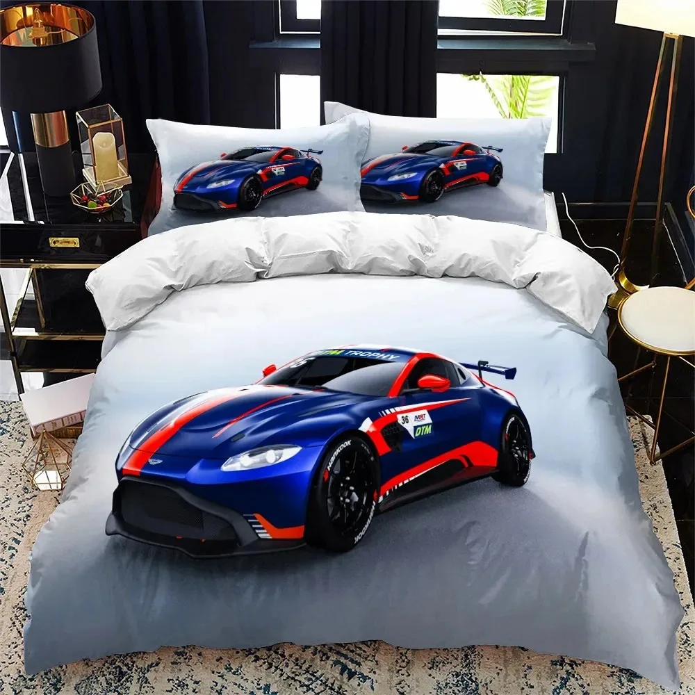 Race Car Bedding Set Twin Size Burning Red Flame Duvet Cover Set 3D ...