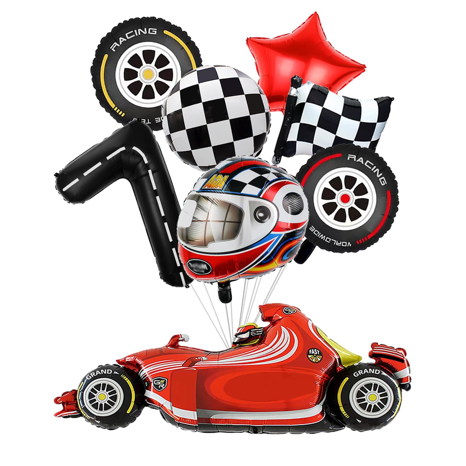 Race Car Birthday Balloons DHF10 Decorations, 40 Inch Racetrack Number ...
