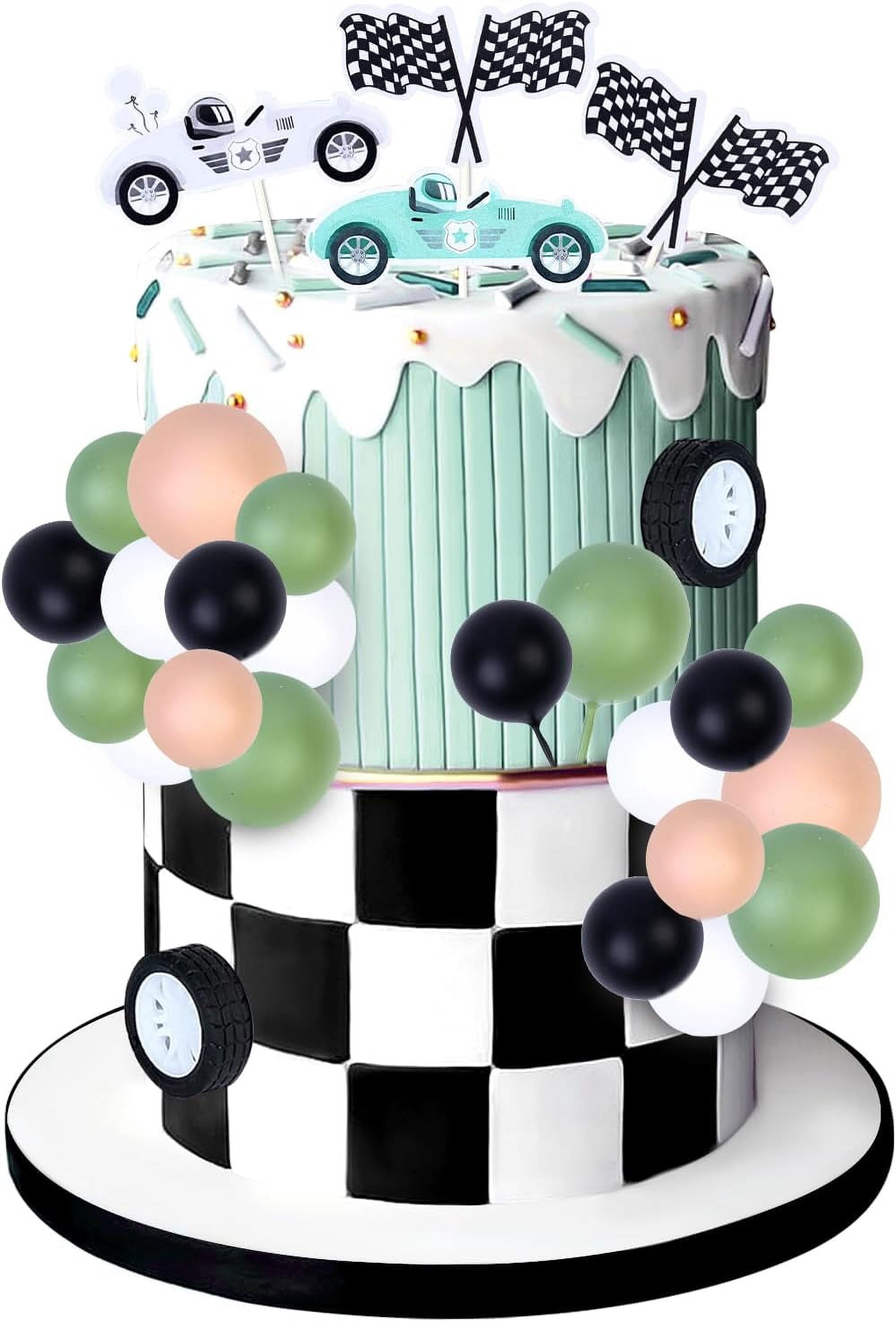 Race Car Birthday Cake Decorations for Boys - Racing Car Theme Cake ...