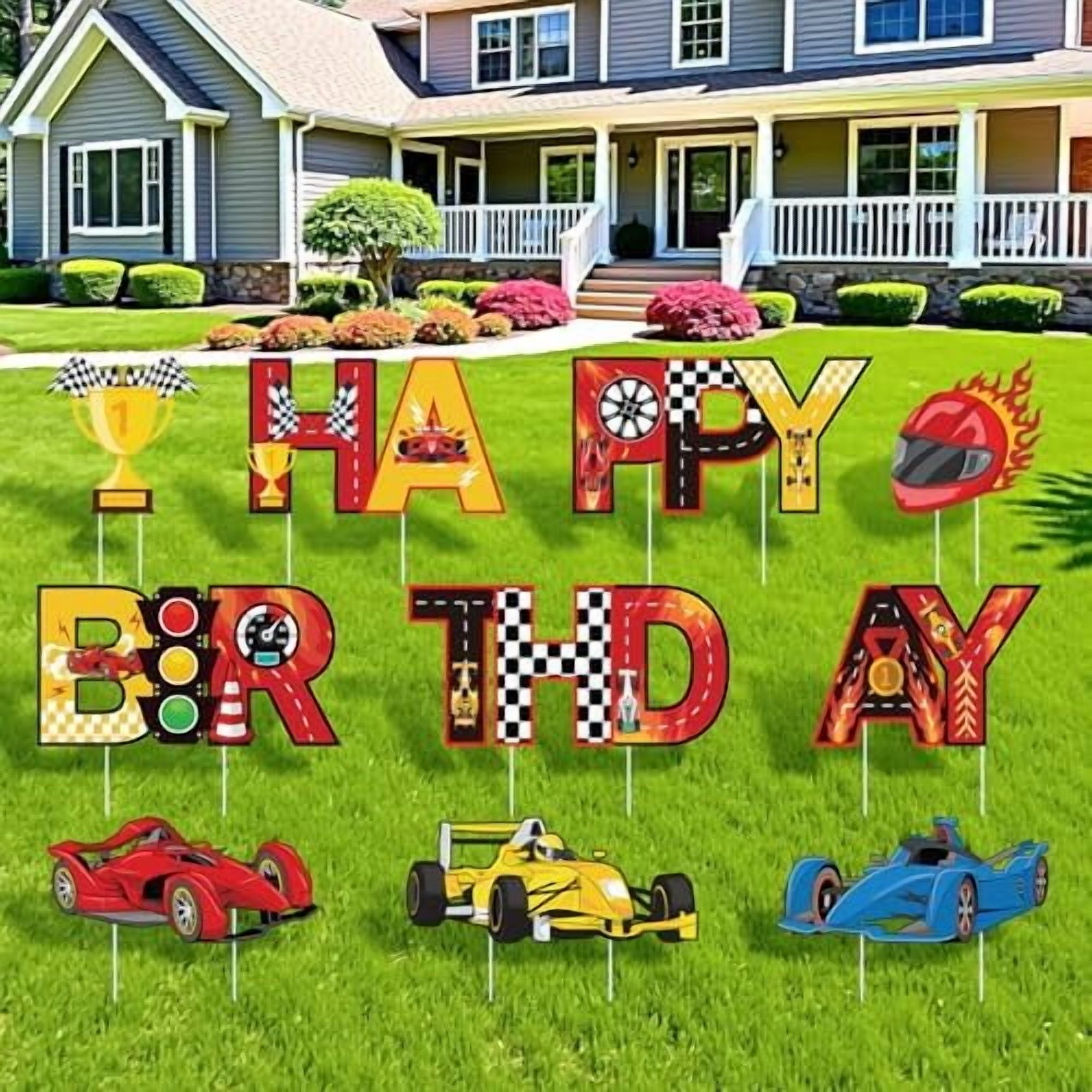 Race Car Birthday Yard Signs (with stakes): "Hot Car Lawn Sign" outdoor ...