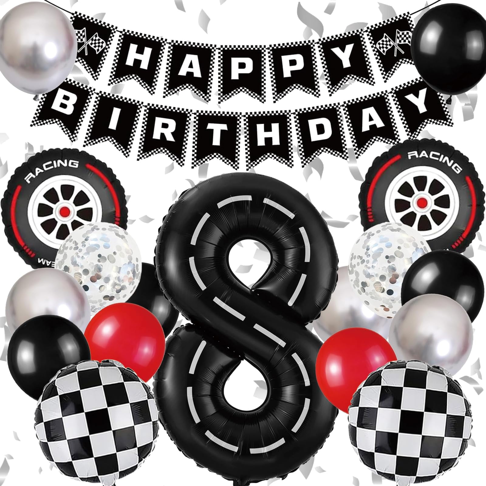 Race Car BirthdayTRDN Party Decorations, with 40 Inch Racetrack Black ...